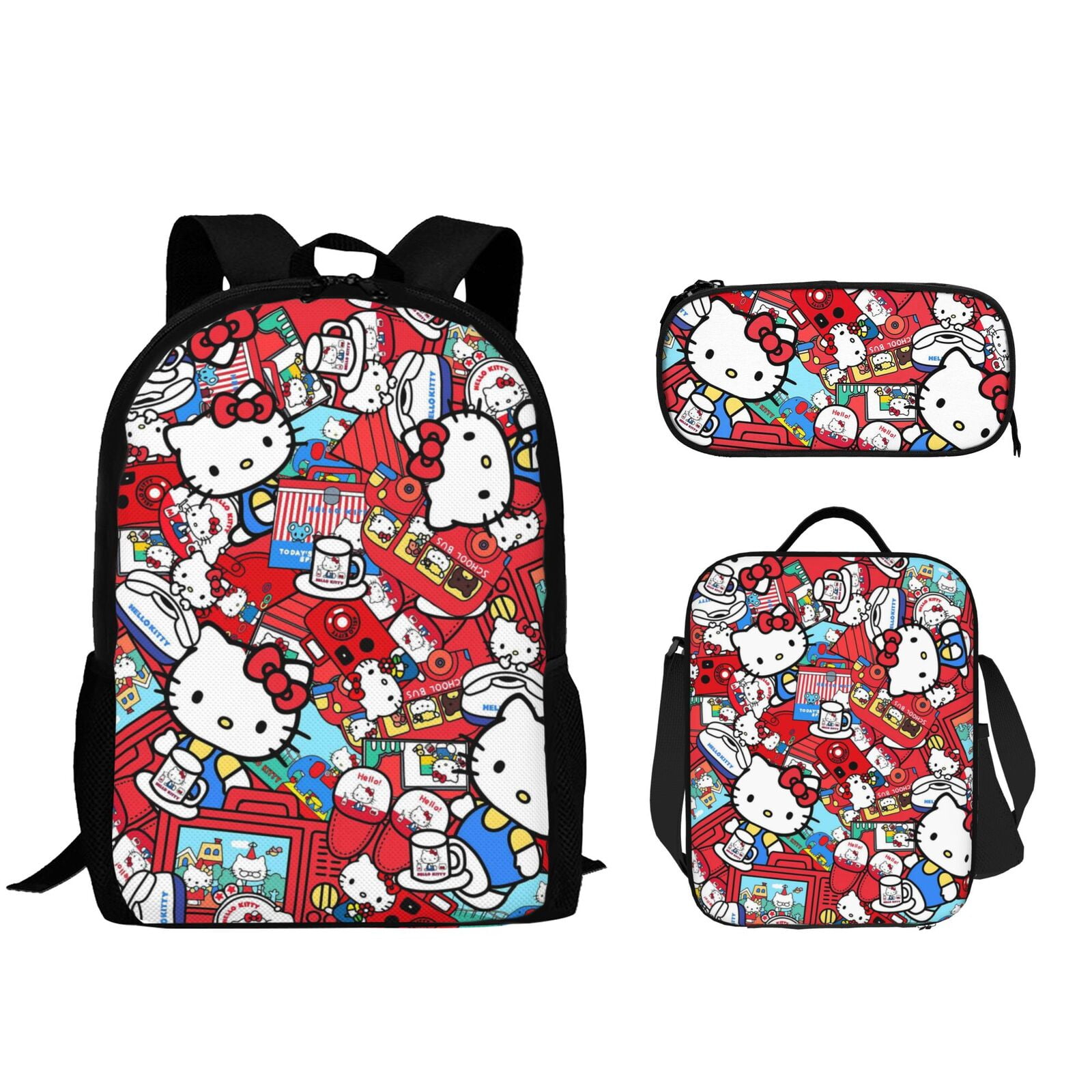 Hello Kitty Backpack Set, Backpack with Lunch Box and Pencil Case 3pcs ...