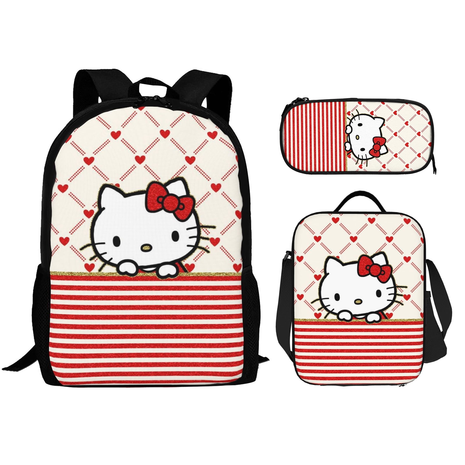 Hello Kitty Backpack Set, Backpack with Lunch Box and Pencil Case 3pcs ...