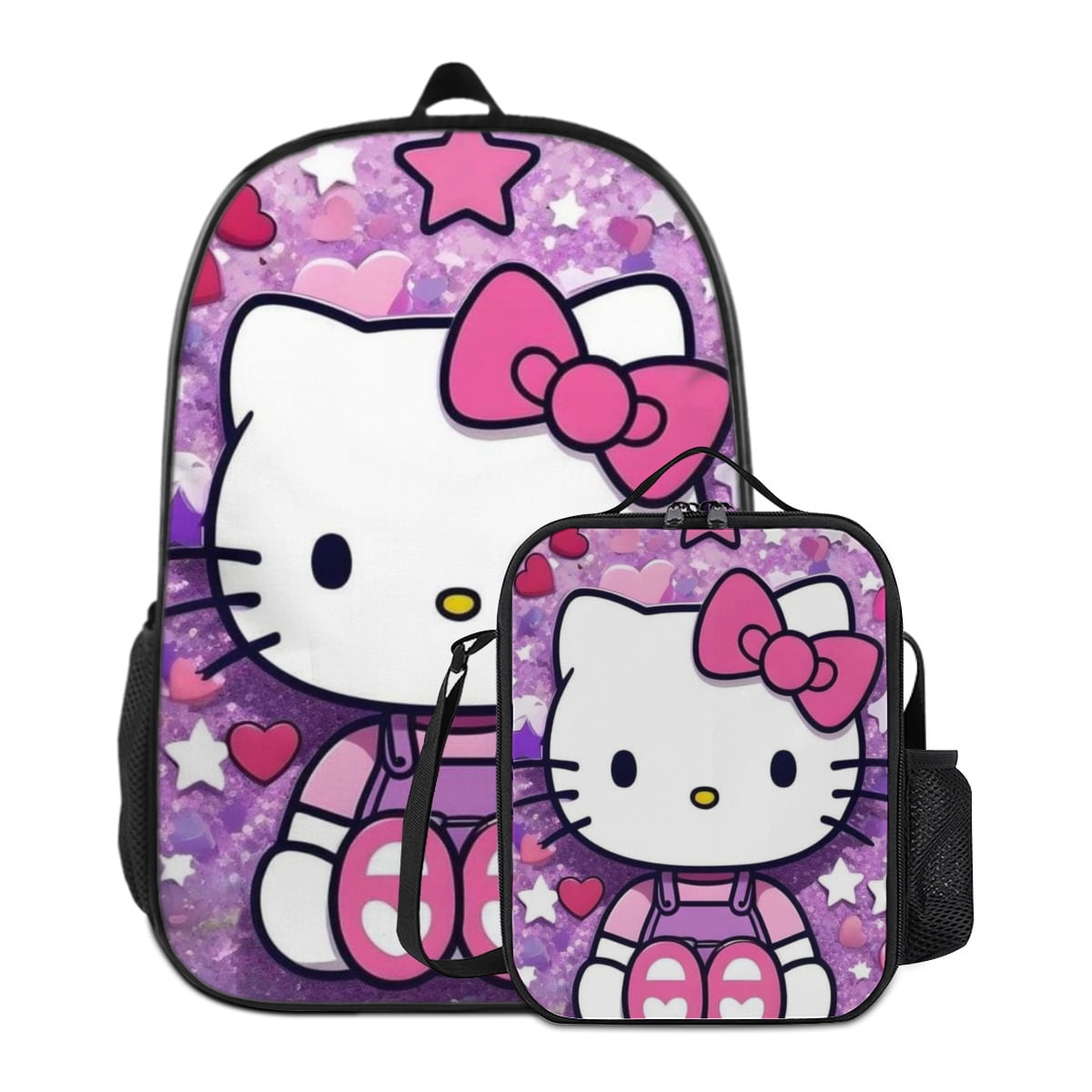 Hello Kitty Backpack with Insulated Lunch Box Set Unisex Travel Outdoor ...
