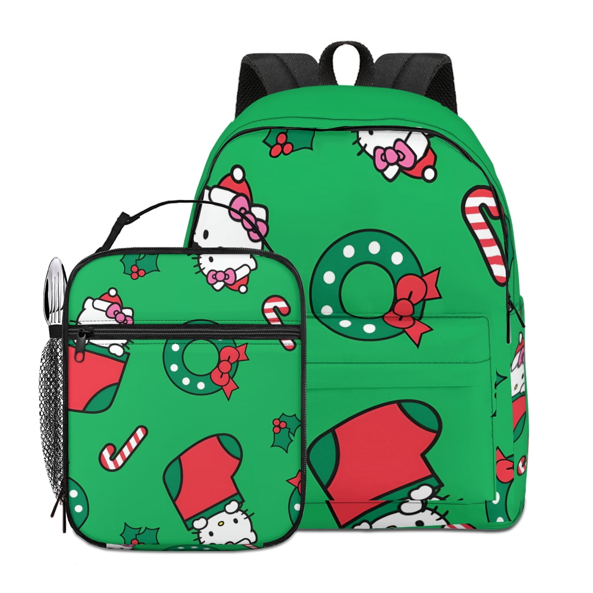 Hello Kitty Backpack with Insulated Lunch Box Set Unisex Travel Outdoor ...