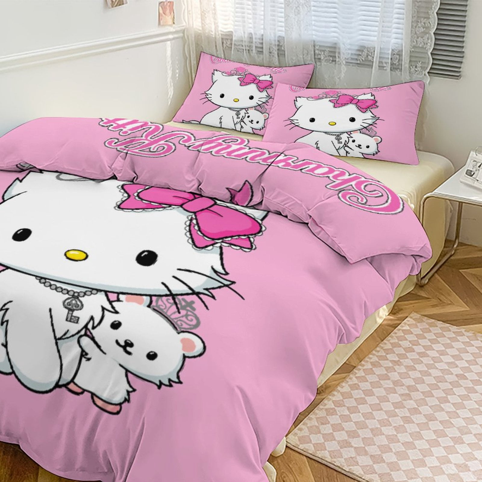 Hello Kitty Ballet Shoes Mirror Comforter Set with Sheets - 3 Piece ...