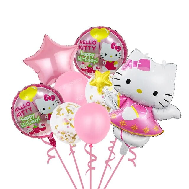 Hello Kitty Balloons Set Girl‘s Birthday Party Decoration Toy Aluminum ...