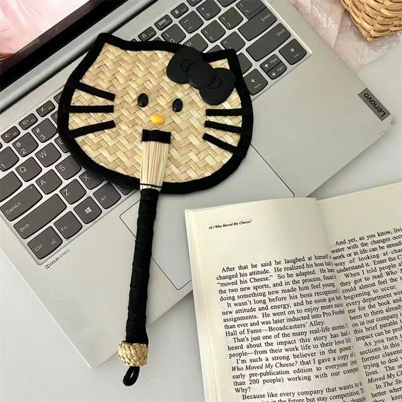 Hello Kitty Bamboo Woven Fan Anime Handheld Fan Cartoon Kawaii ...