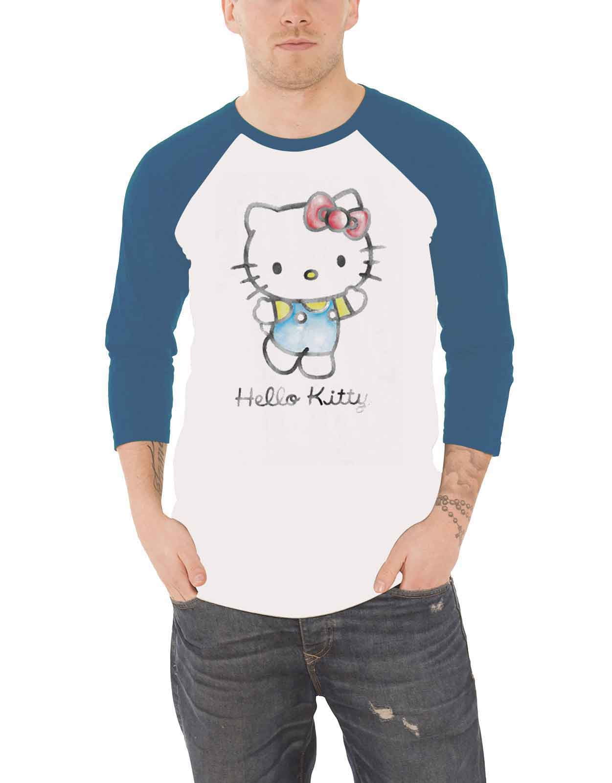 Hello Kitty Baseball Shirt Watercolour logo new Official White ...