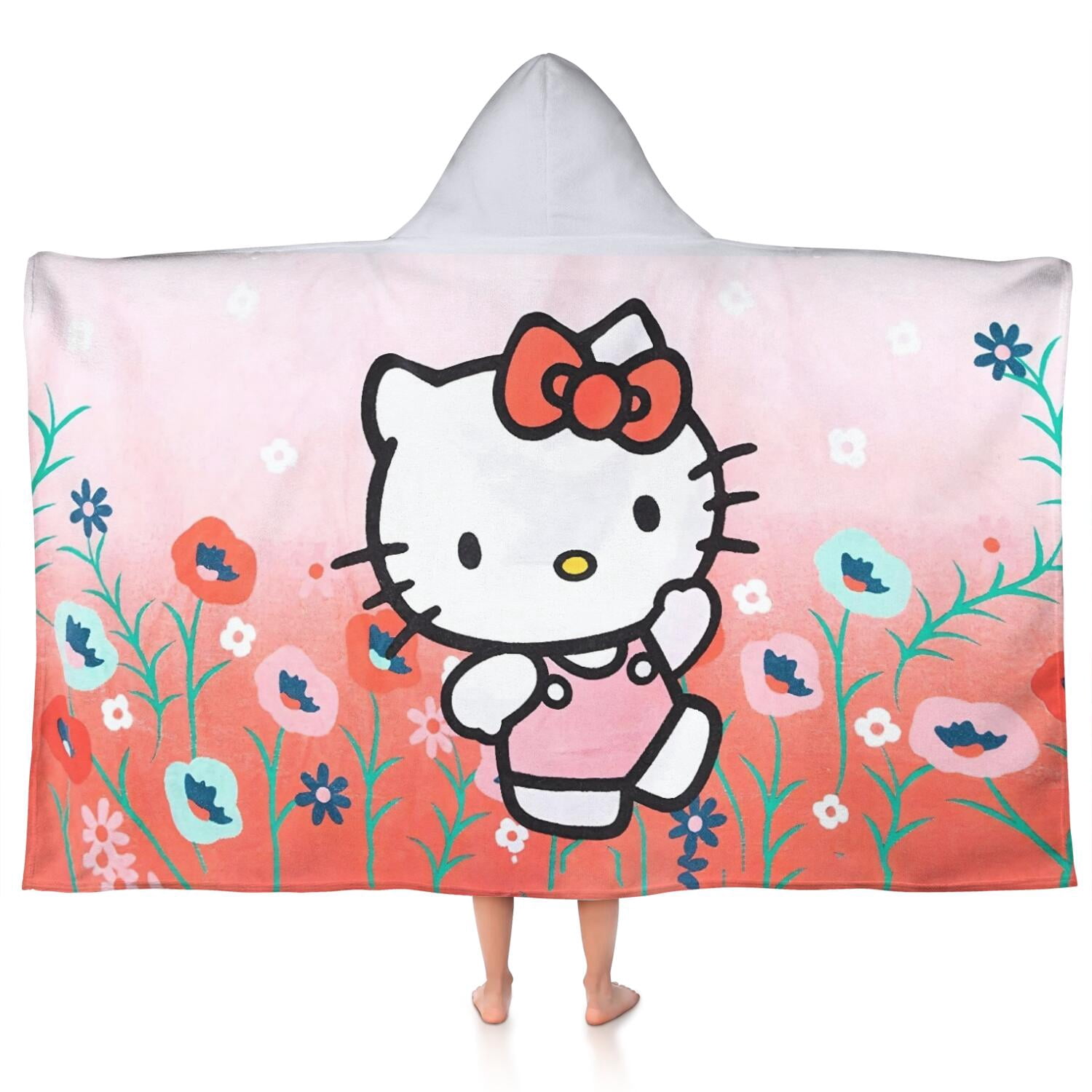 Hello Kitty Bath/Pool/Beach Soft Cotton Terry Hooded Towel Wrap, 30 in ...