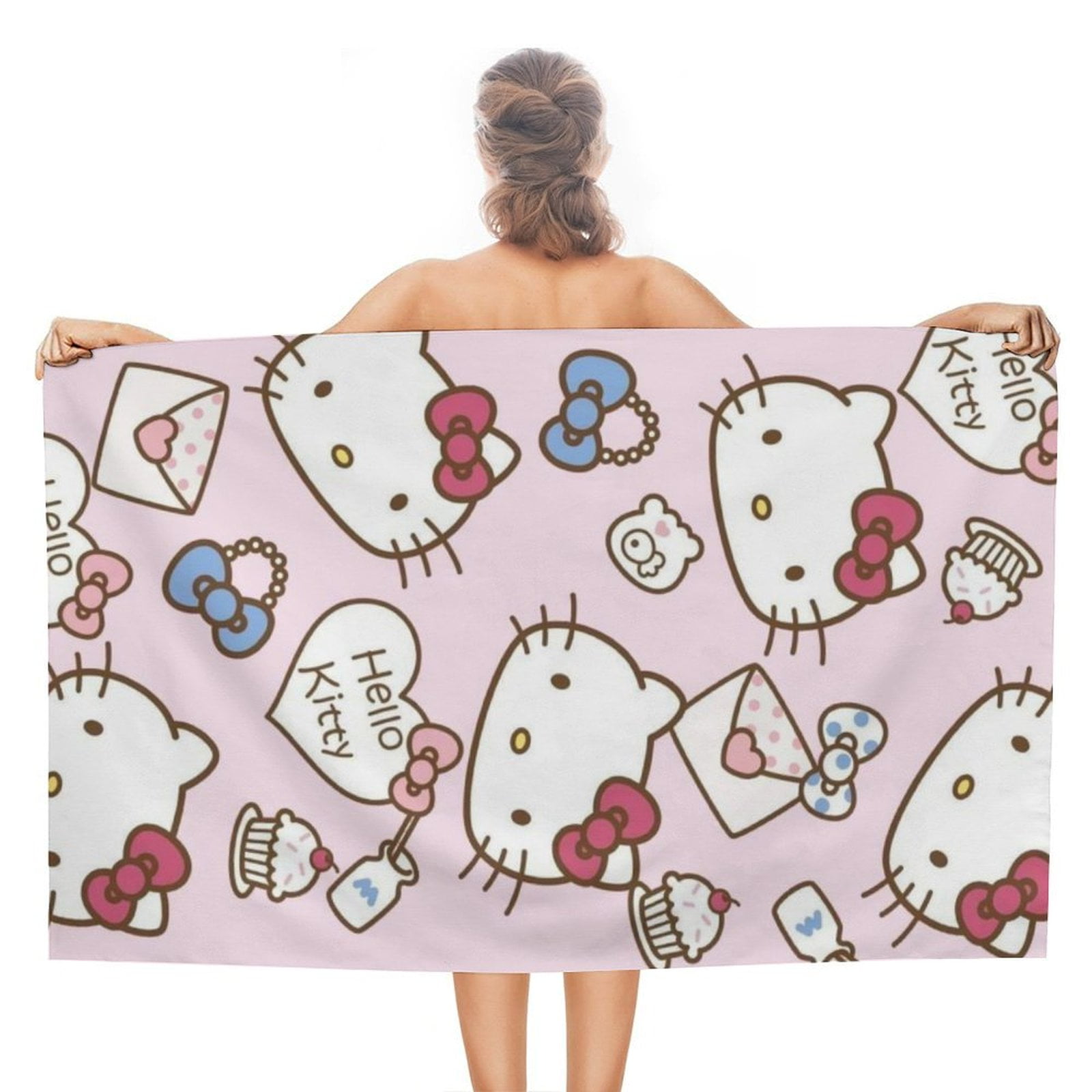 Hello Kitty Bath Throw Towel Quick Dry Towel for Swimmers Sand Proof ...