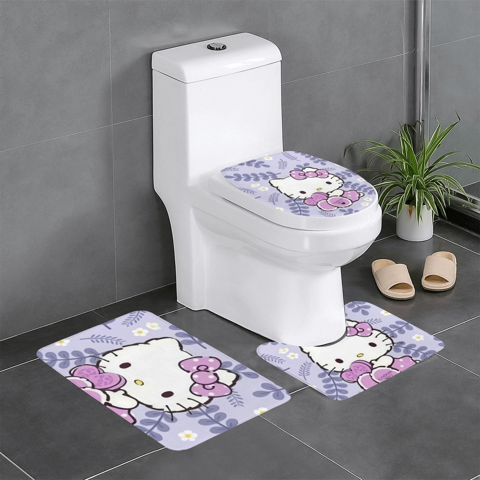 Hello-Kitty Bathroom Rugs Sets 3 Piece, Super Soft And Absorbent Non ...