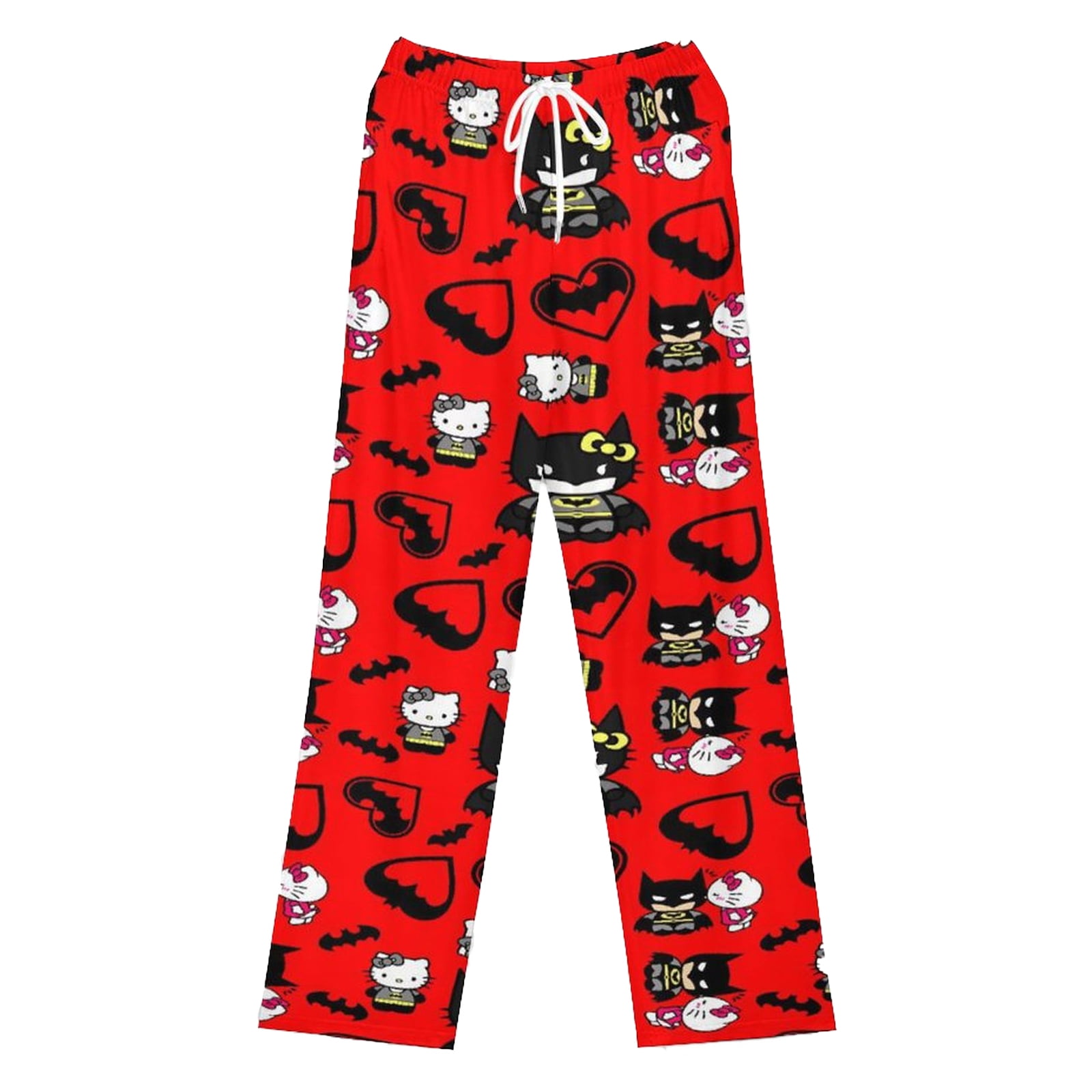 Hello Kitty Batman Pajamas Pants Women Autumn Winter Warm Flannel ...