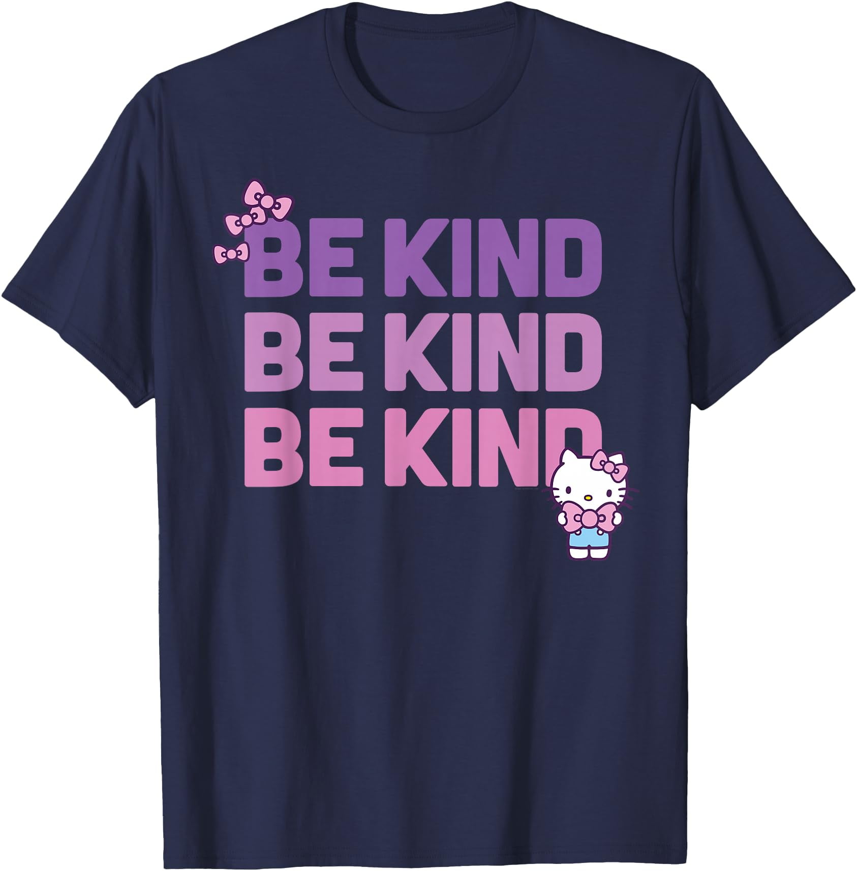 Hello Kitty Be Kind DTG Print Unisex T-Shirt,Navy Color,Size YL ...