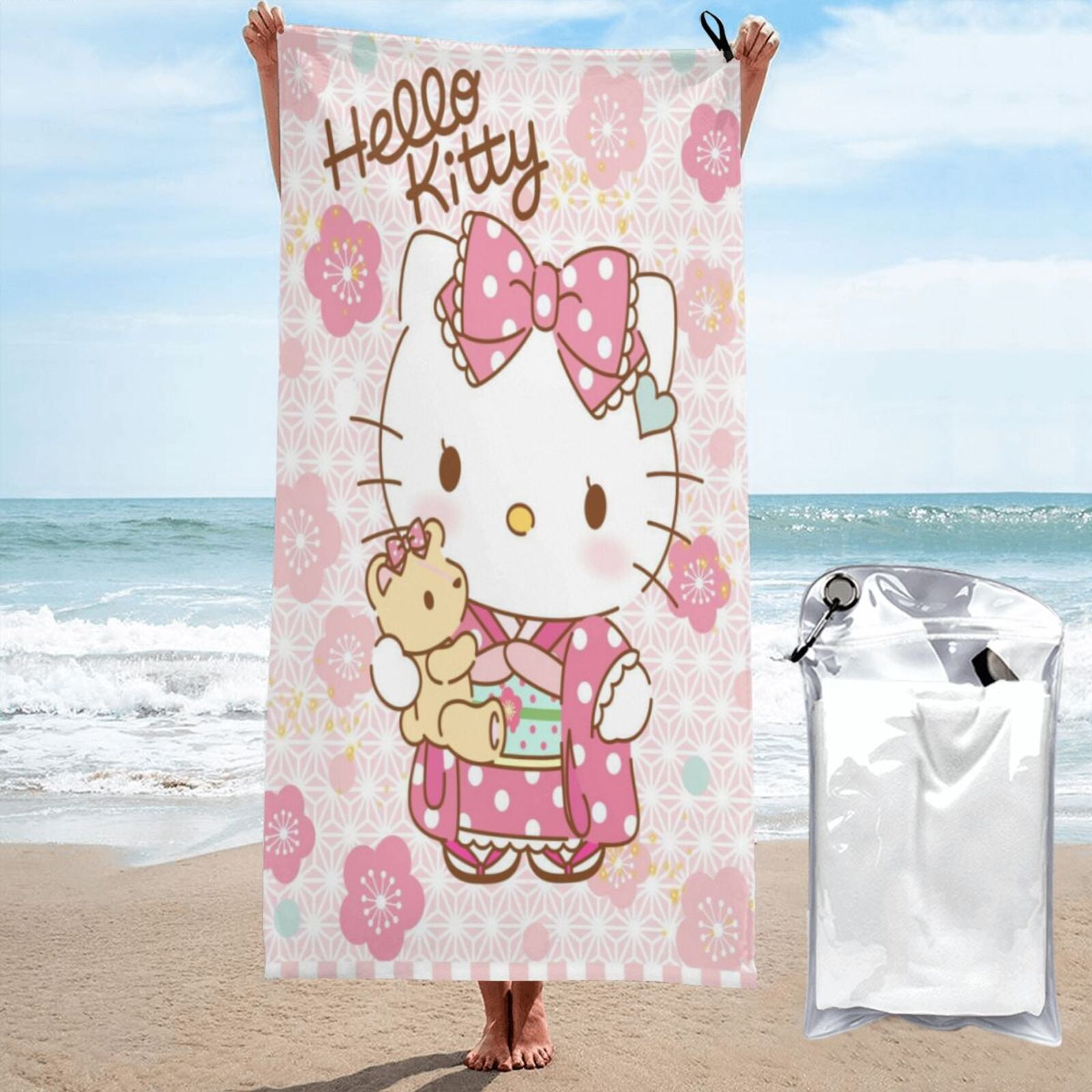 Hello Kitty Beach Towel Absorbent Large Towel 3D Cartoon Towel Fast ...