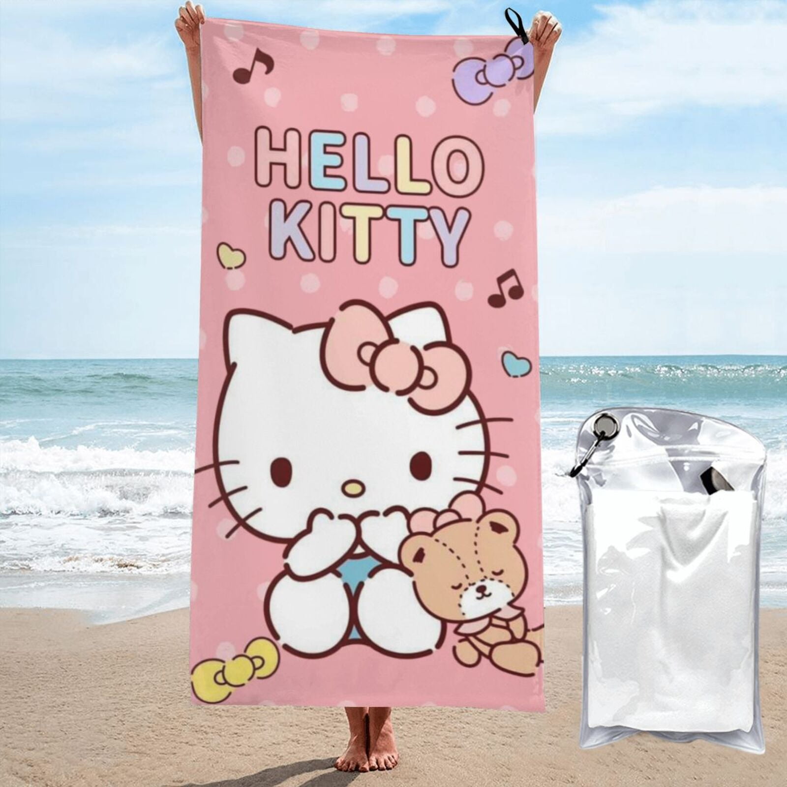 Hello Kitty Beach Towel Absorbent Large Towel 3D Cartoon Towel Fast ...