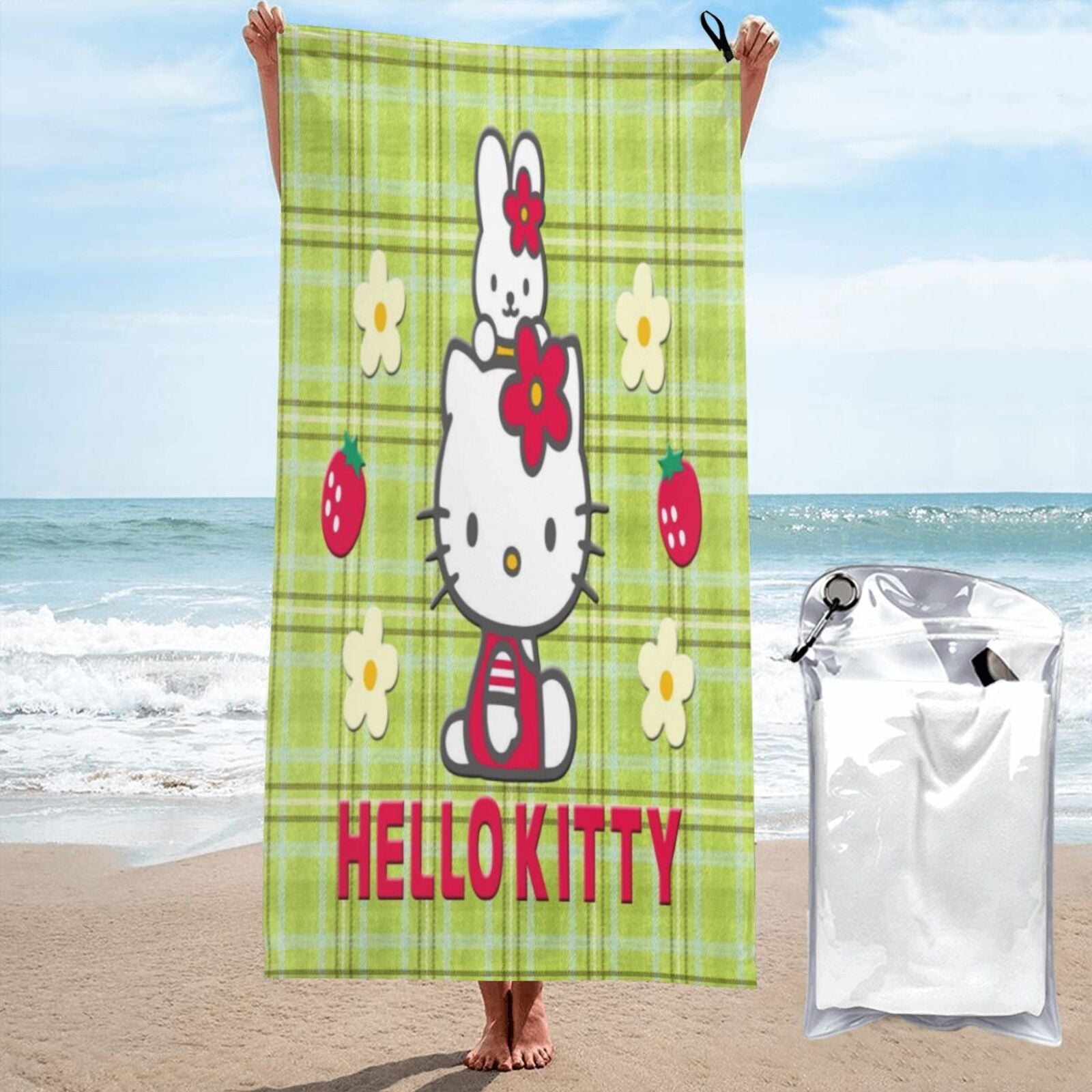 Hello Kitty Beach Towel Absorbent Large Towel 3D Cartoon Towel Fast ...