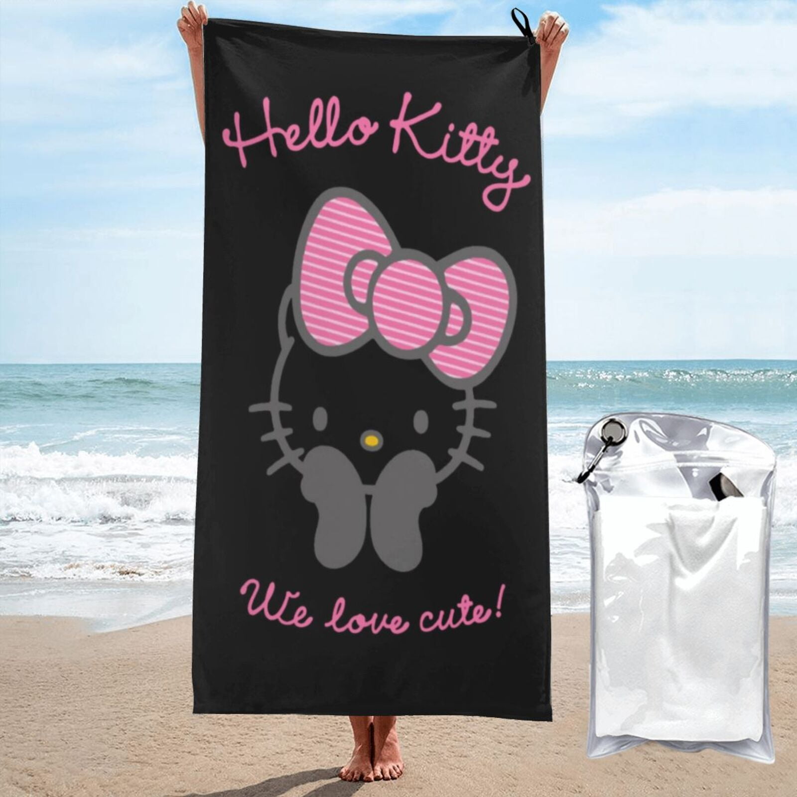 Hello Kitty Beach Towel Absorbent Large Towel 3D Cartoon Towel Fast ...