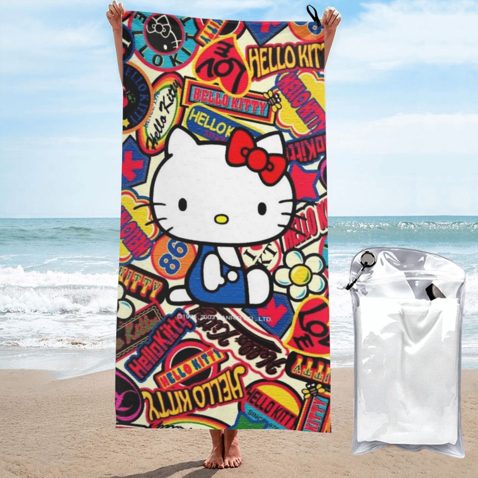 Hello Kitty Beach Towel Absorbent Large Towel 3D Cartoon Towel Fast ...