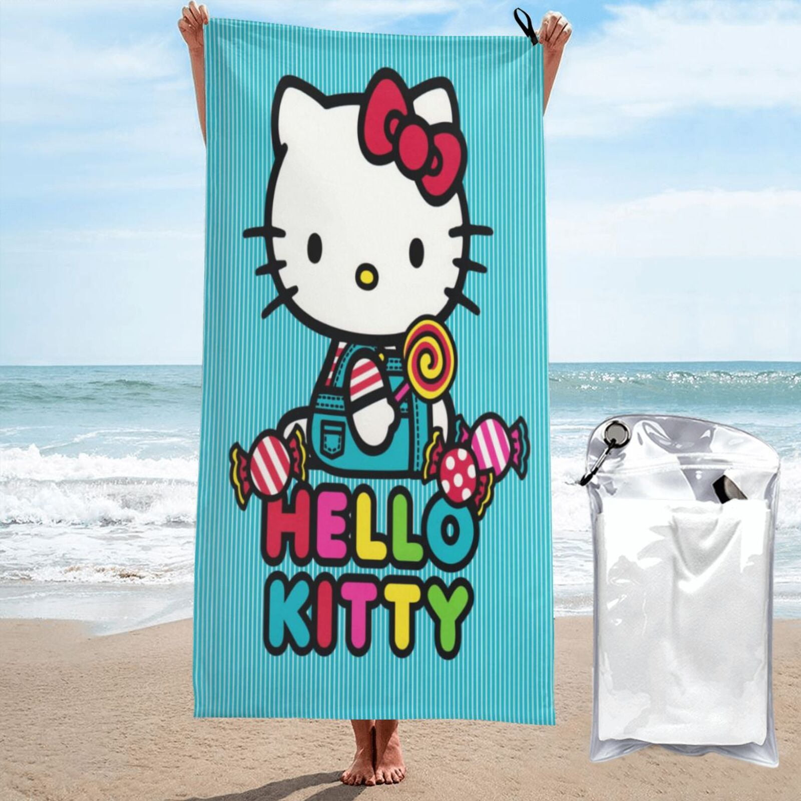 Hello Kitty Beach Towel Absorbent Large Towel 3D Cartoon Towel Fast ...