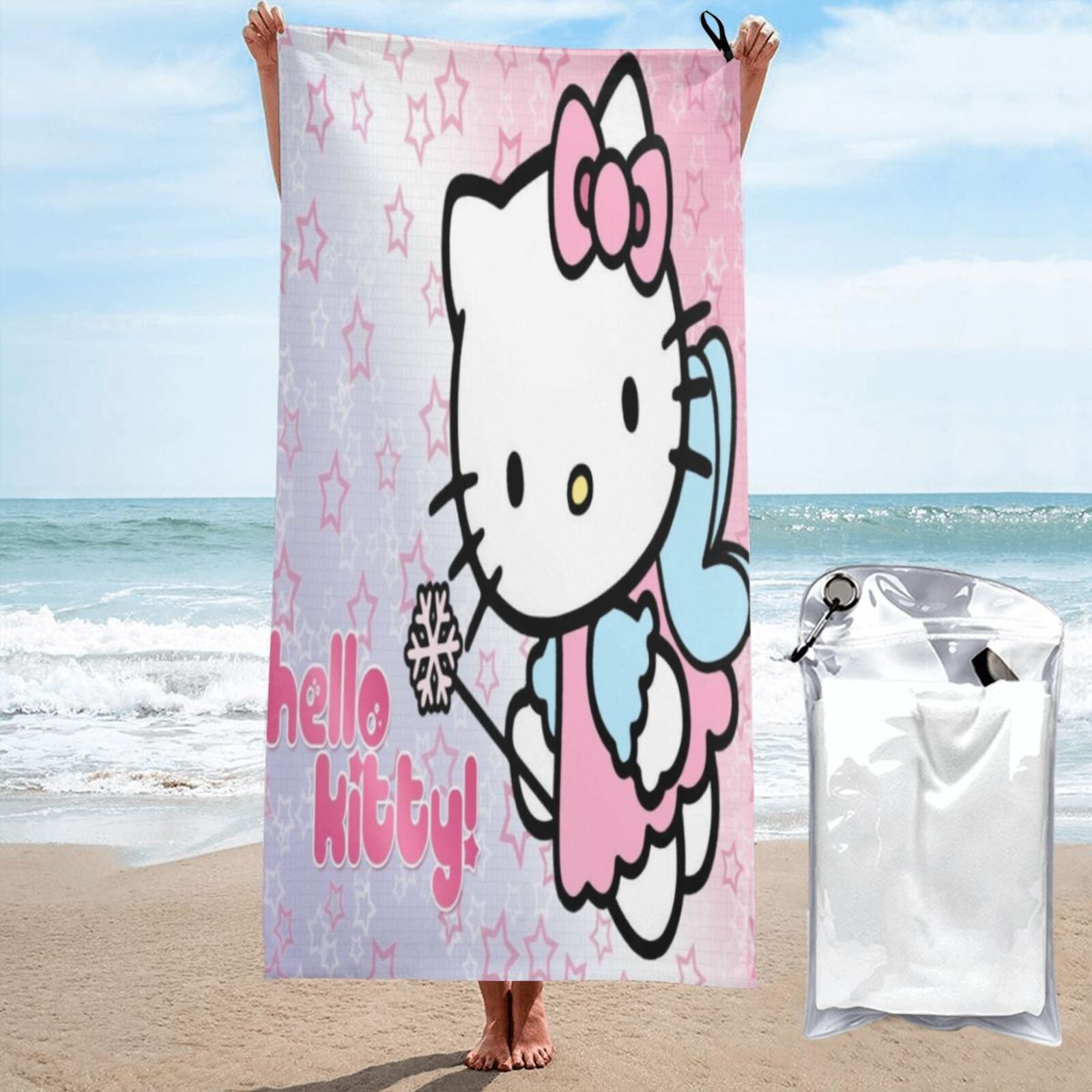 Hello Kitty Beach Towel Absorbent Large Towel 3D Cartoon Towel Fast ...