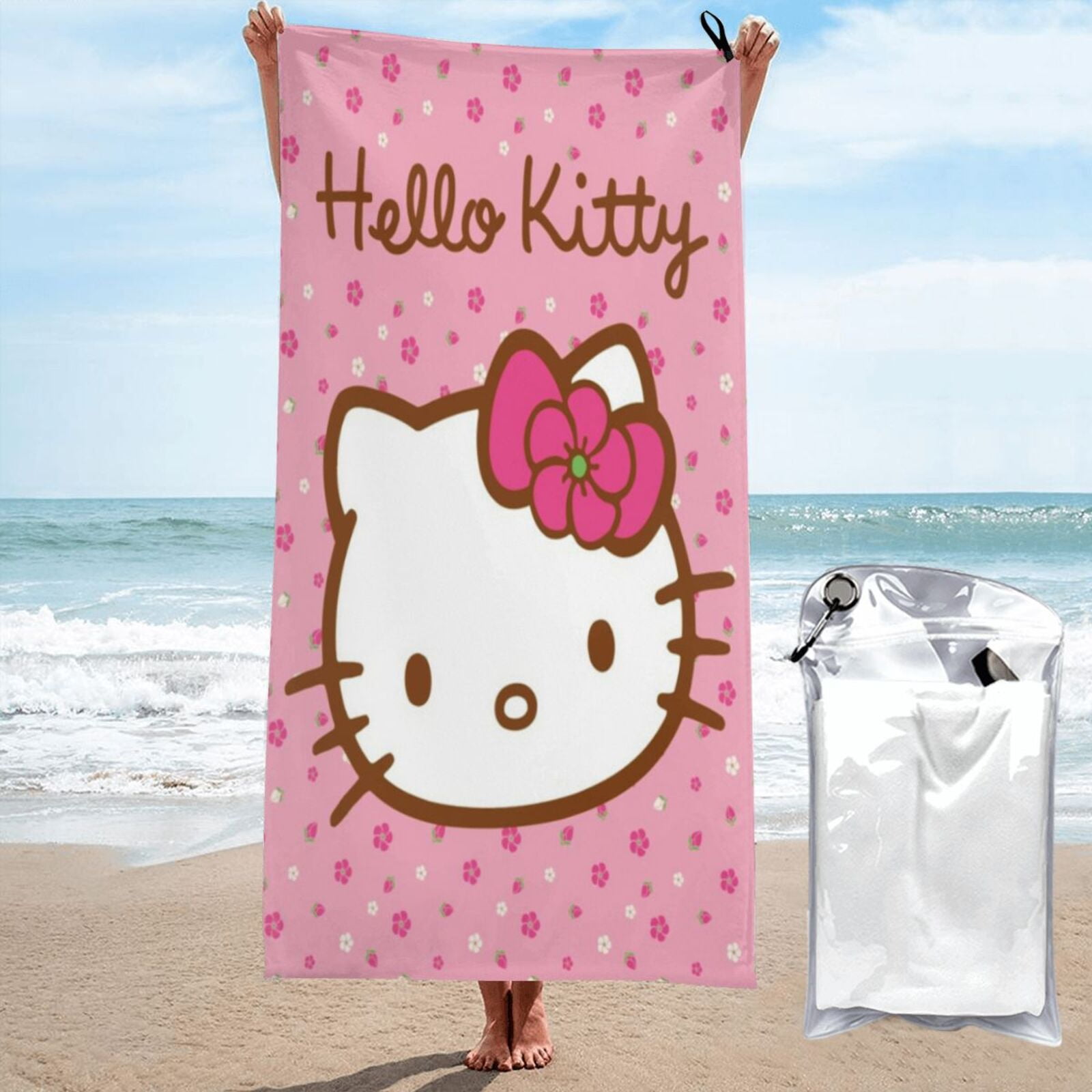 Hello Kitty Beach Towel Absorbent Large Towel 3D Cartoon Towel Fast ...