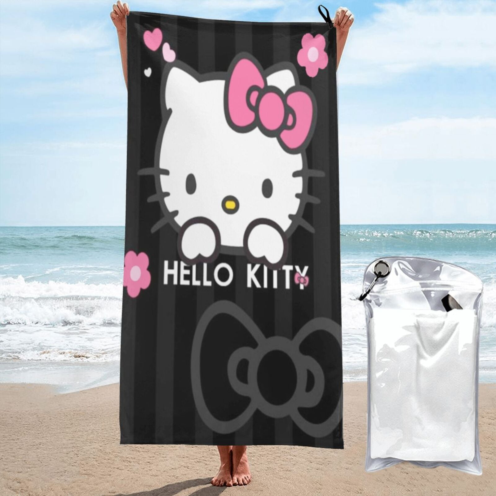 Hello Kitty Beach Towel Absorbent Large Towel 3D Cartoon Towel Fast ...