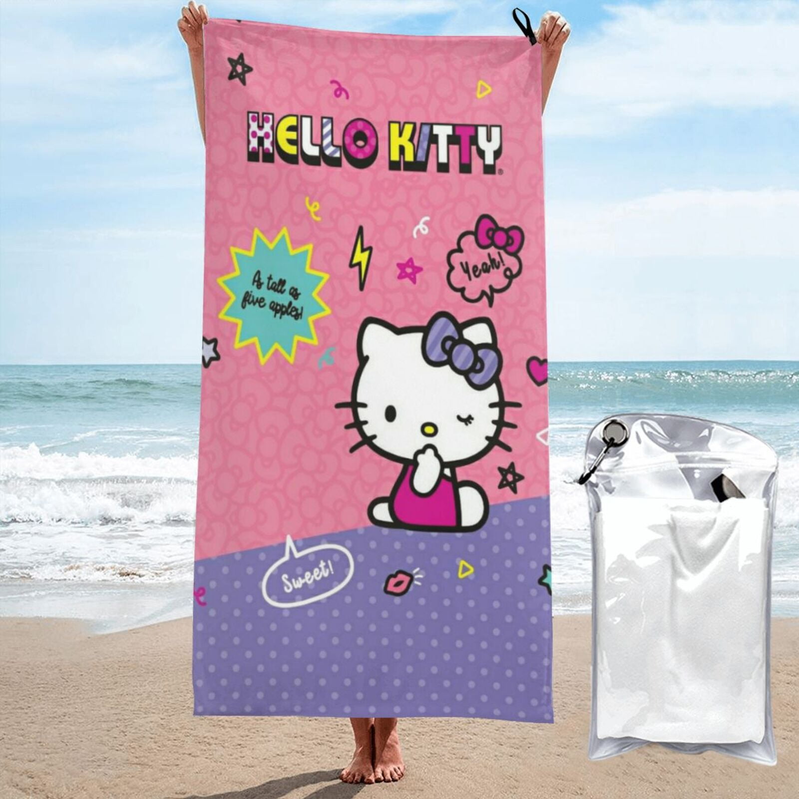 Hello Kitty Beach Towel Absorbent Large Towel 3D Cartoon Towel Fast ...
