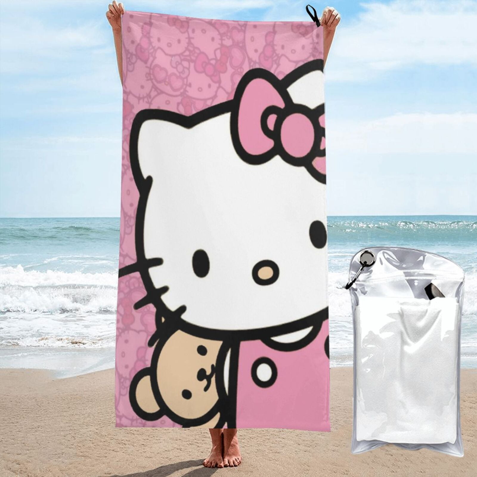 Hello Kitty Beach Towel Absorbent Large Towel 3D Cartoon Towel Fast ...