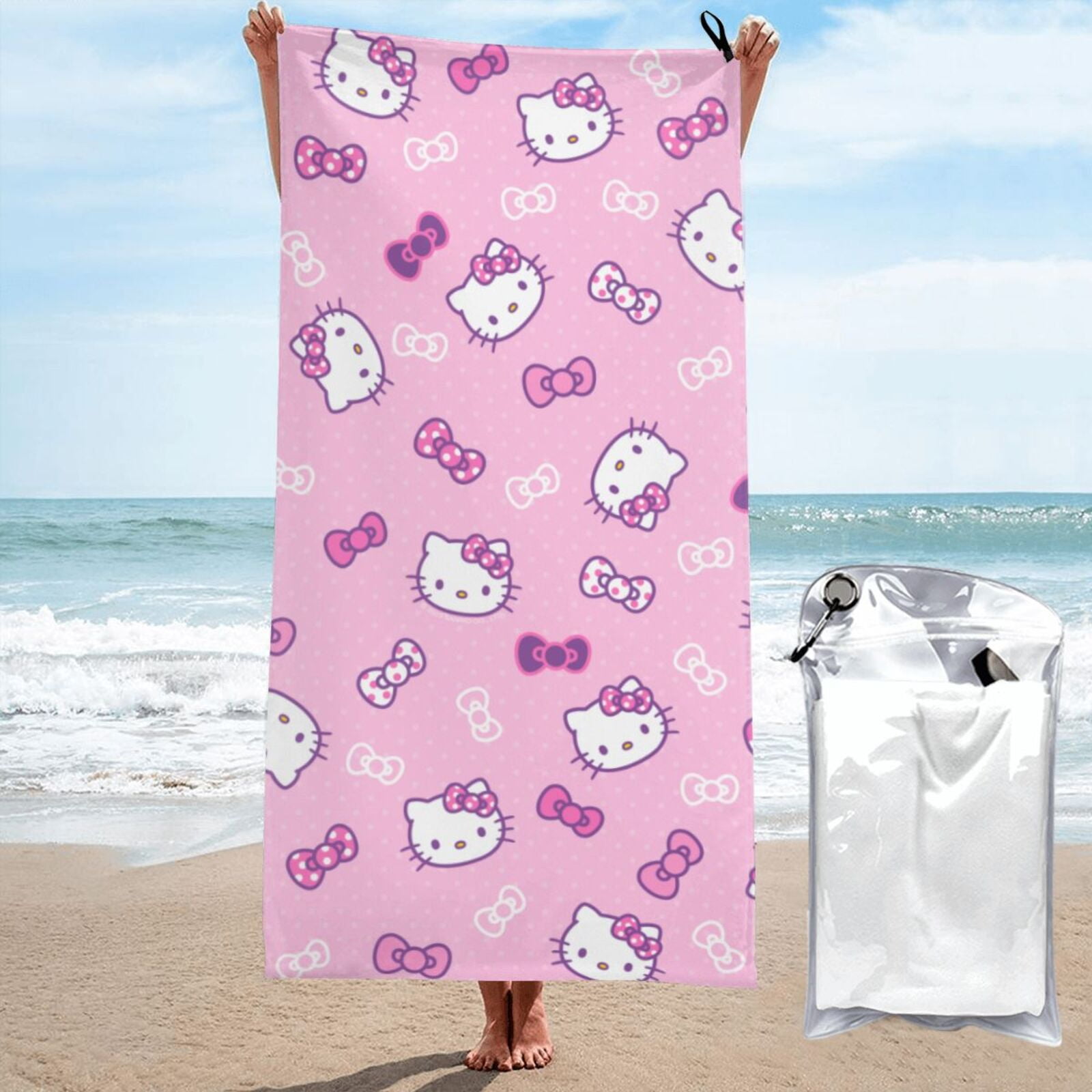 Hello Kitty Beach Towel Absorbent Large Towel 3D Cartoon Towel Fast ...