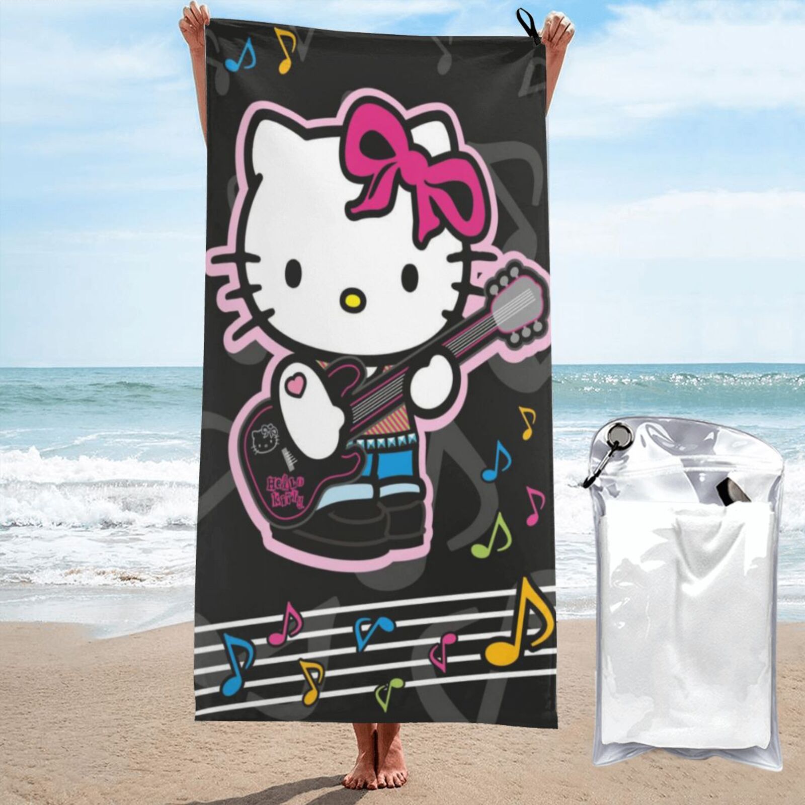 Hello Kitty Beach Towel Absorbent Large Towel 3D Cartoon Towel Fast ...
