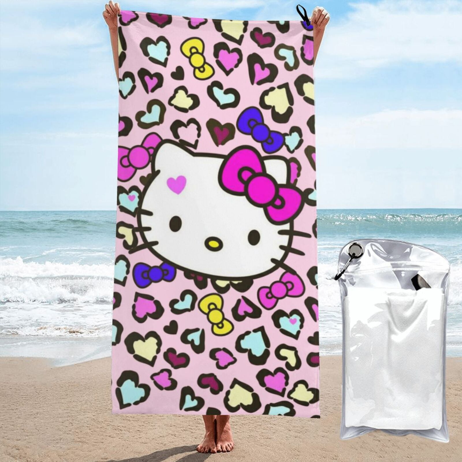 Hello Kitty Beach Towel Absorbent Large Towel 3D Cartoon Towel Fast ...
