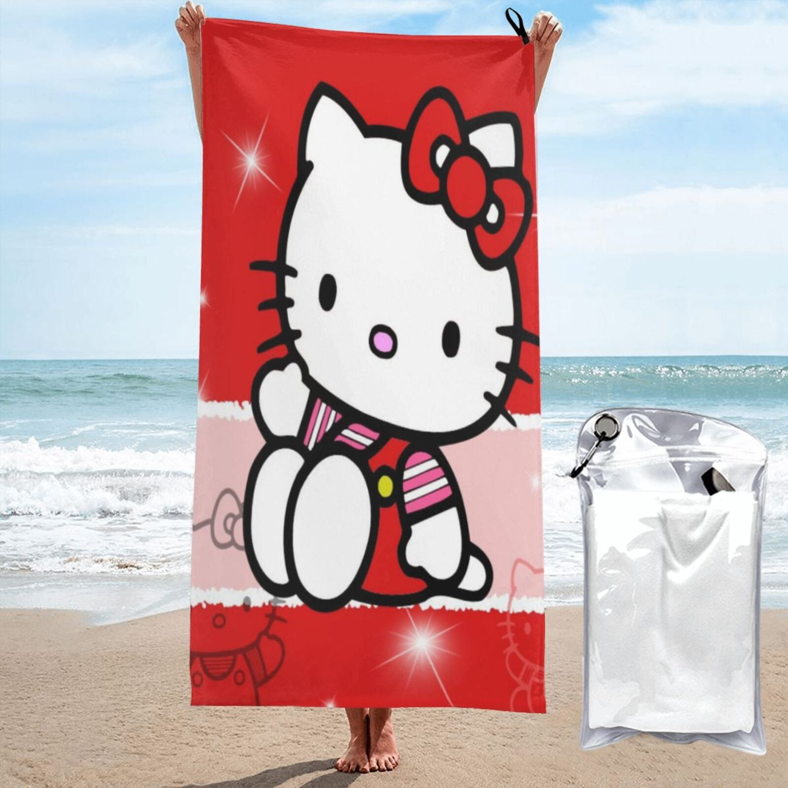 Hello Kitty Beach Towel Absorbent Large Towel 3D Cartoon Towel Fast ...