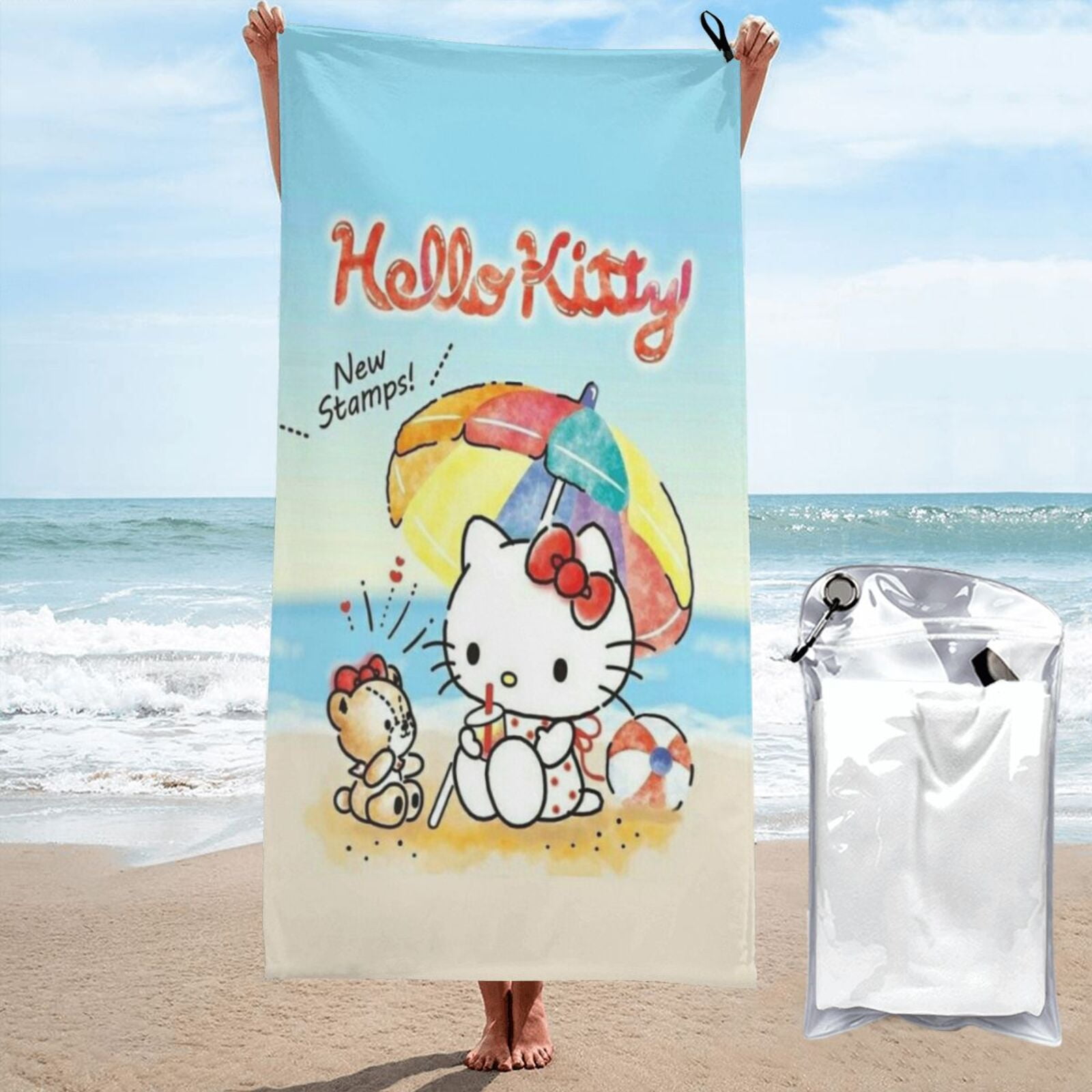Hello Kitty Beach Towel Absorbent Large Towel 3D Cartoon Towel Fast ...