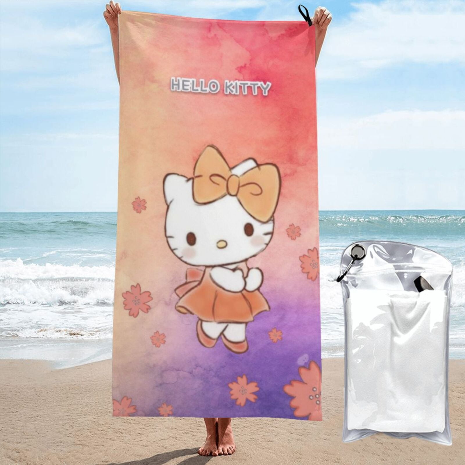 Hello Kitty Beach Towel Absorbent Large Towel 3D Cartoon Towel Fast ...