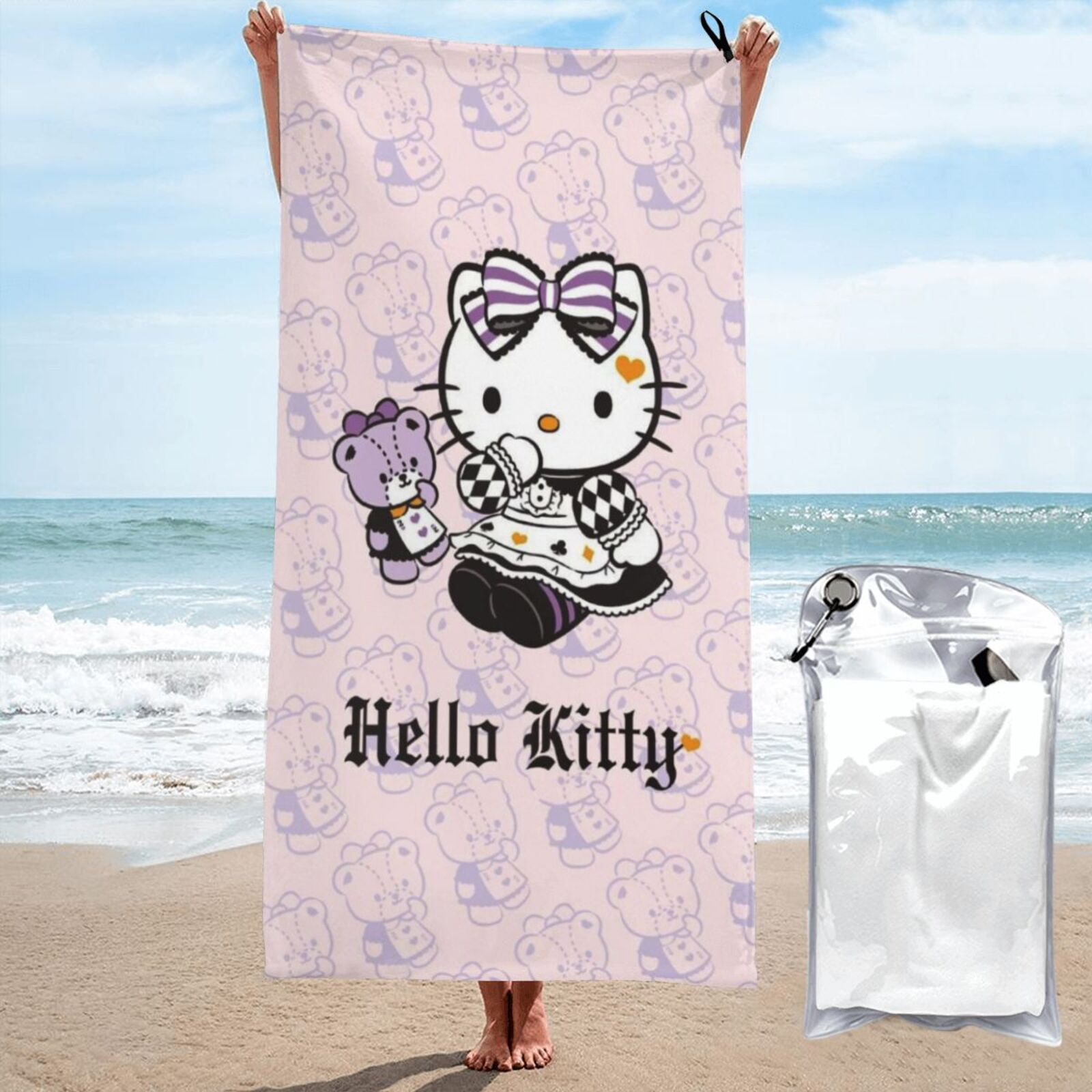 Hello Kitty Beach Towel Absorbent Large Towel 3D Cartoon Towel Fast ...