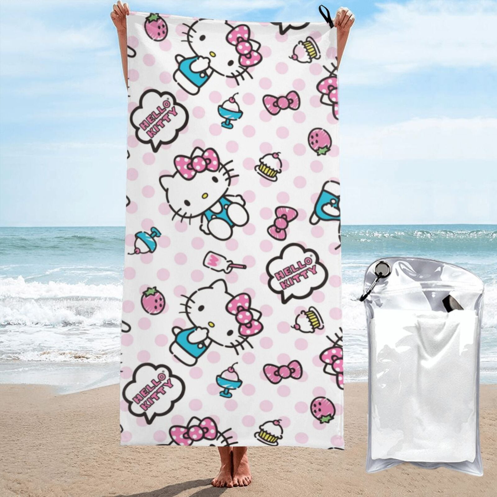 Hello Kitty Beach Towel Absorbent Large Towel 3D Cartoon Towel Fast ...