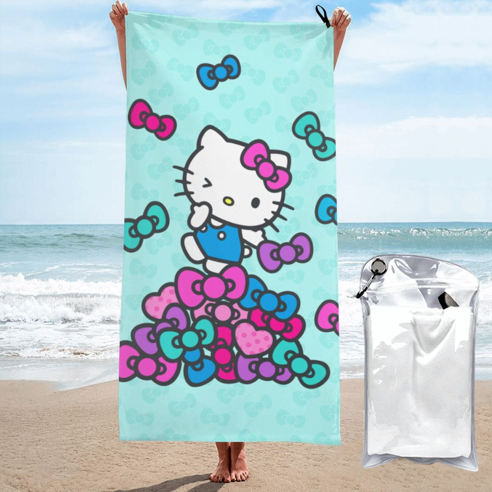 Hello Kitty Beach Towel Absorbent Large Towel 3D Cartoon Towel Fast ...
