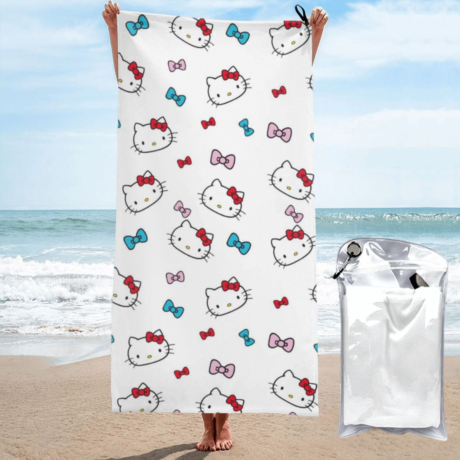 Hello Kitty Beach Towel Absorbent Large Towel 3D Cartoon Towel Fast ...