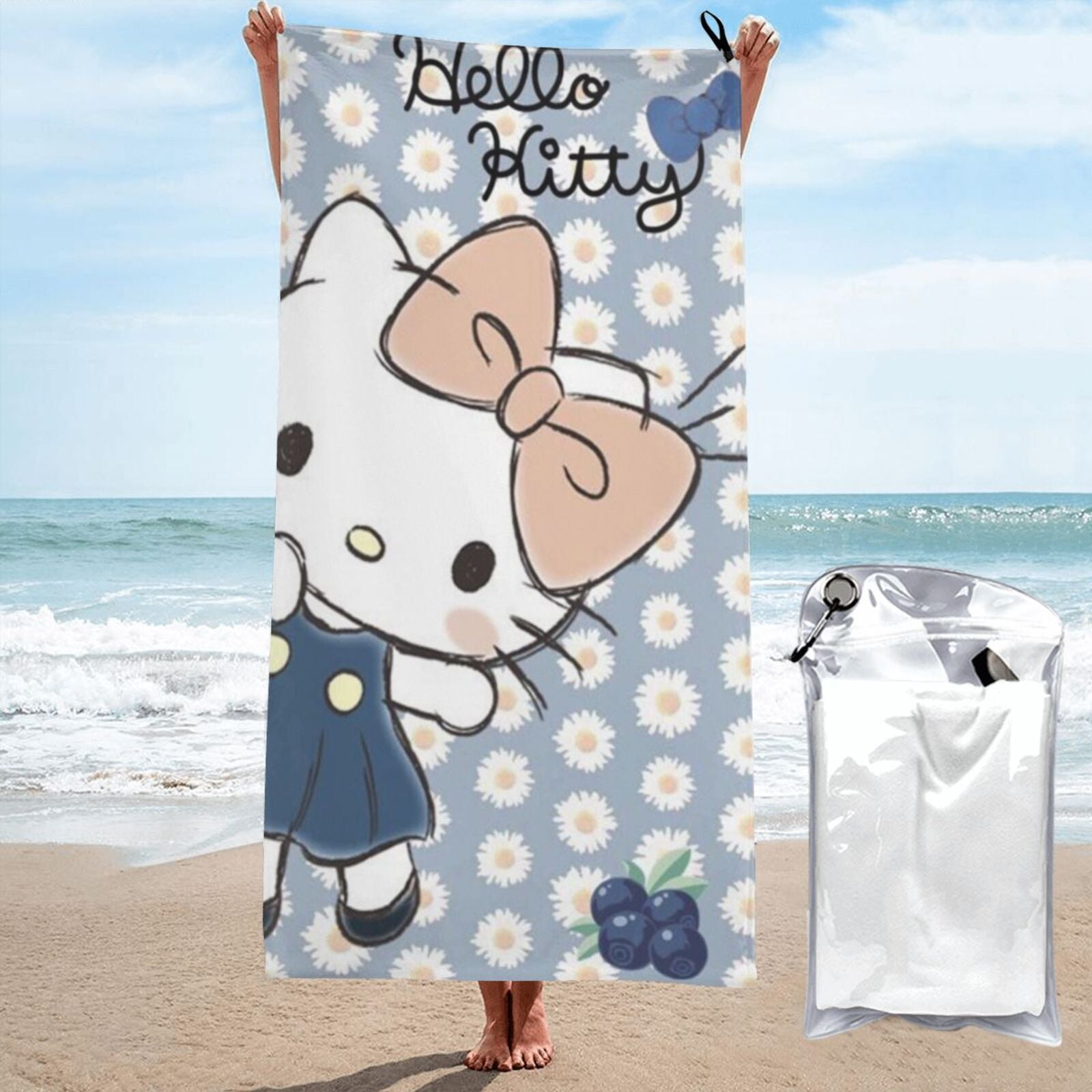 Hello Kitty Beach Towel Absorbent Large Towel 3D Cartoon Towel Fast ...