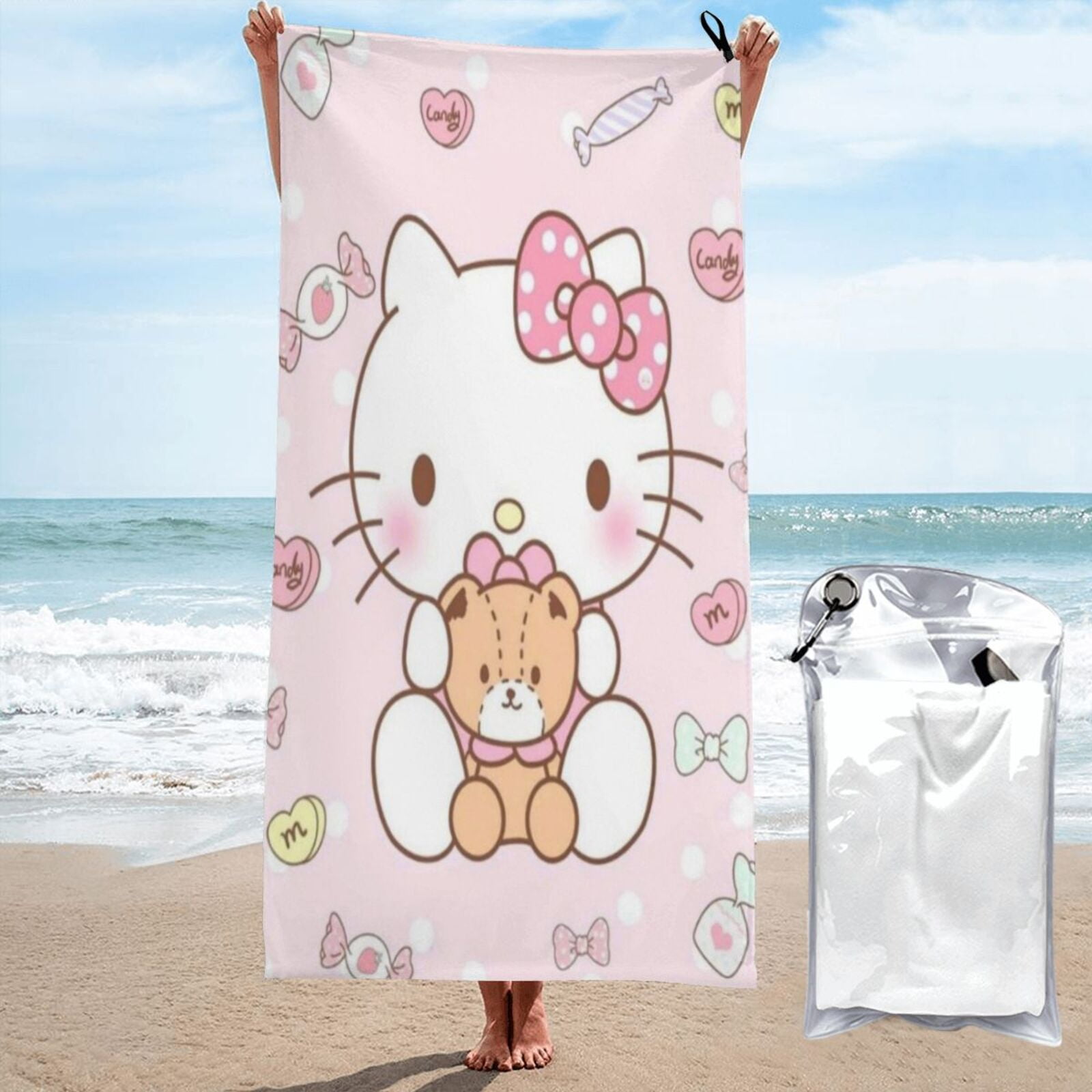 Hello Kitty Beach Towel Absorbent Large Towel 3D Cartoon Towel Fast ...