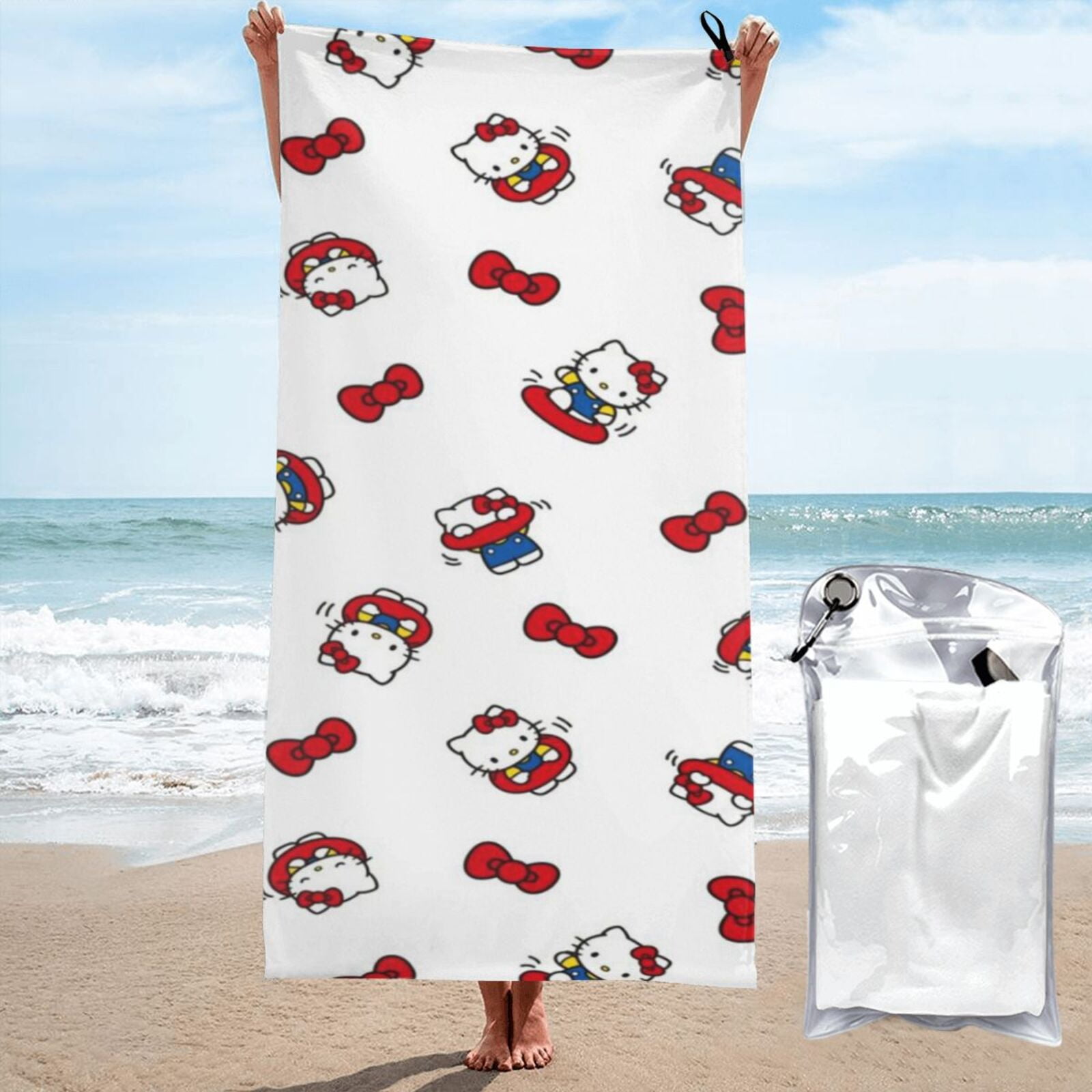 Hello Kitty Beach Towel Absorbent Large Towel 3D Cartoon Towel Fast ...