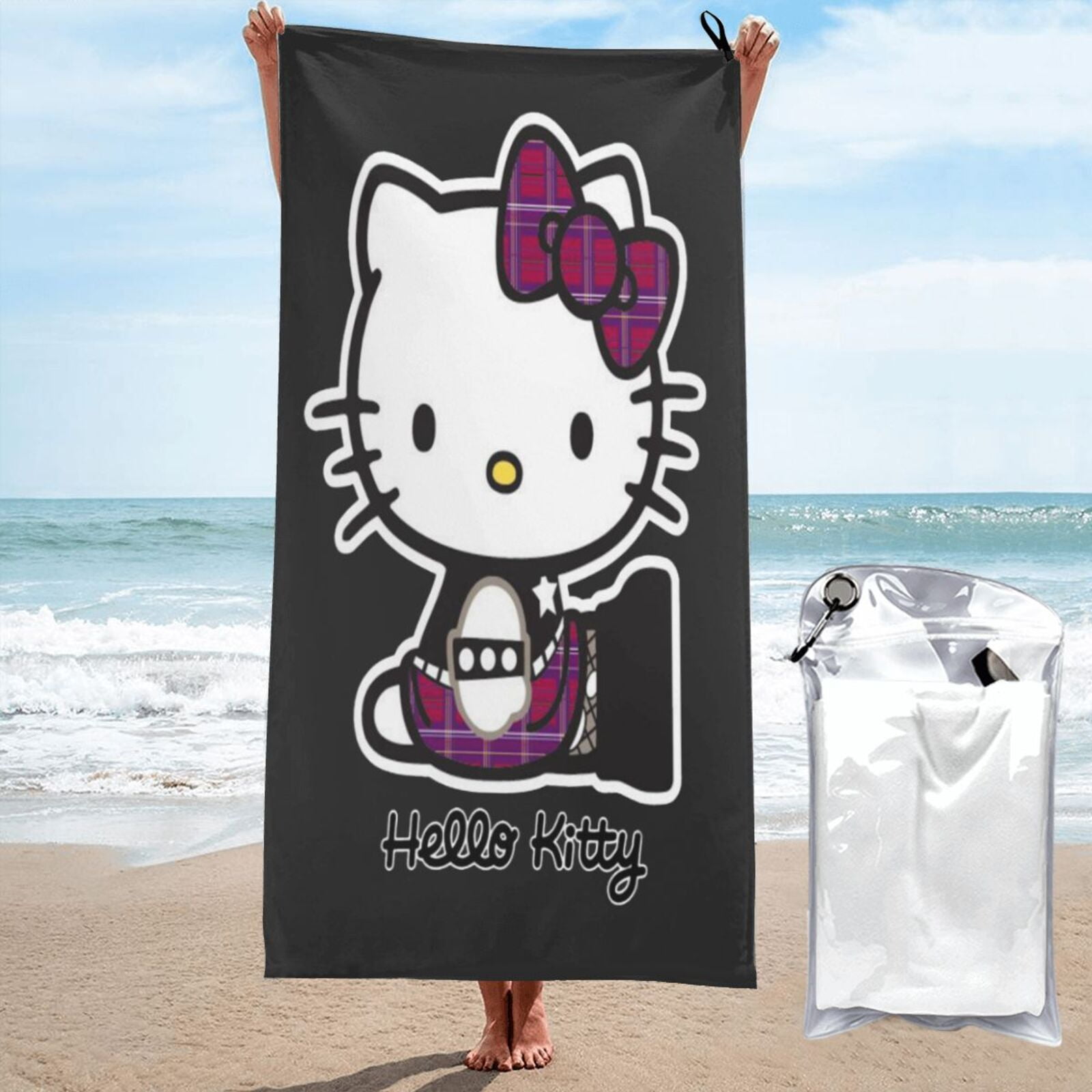 Hello Kitty Beach Towel Absorbent Large Towel 3D Cartoon Towel Fast ...