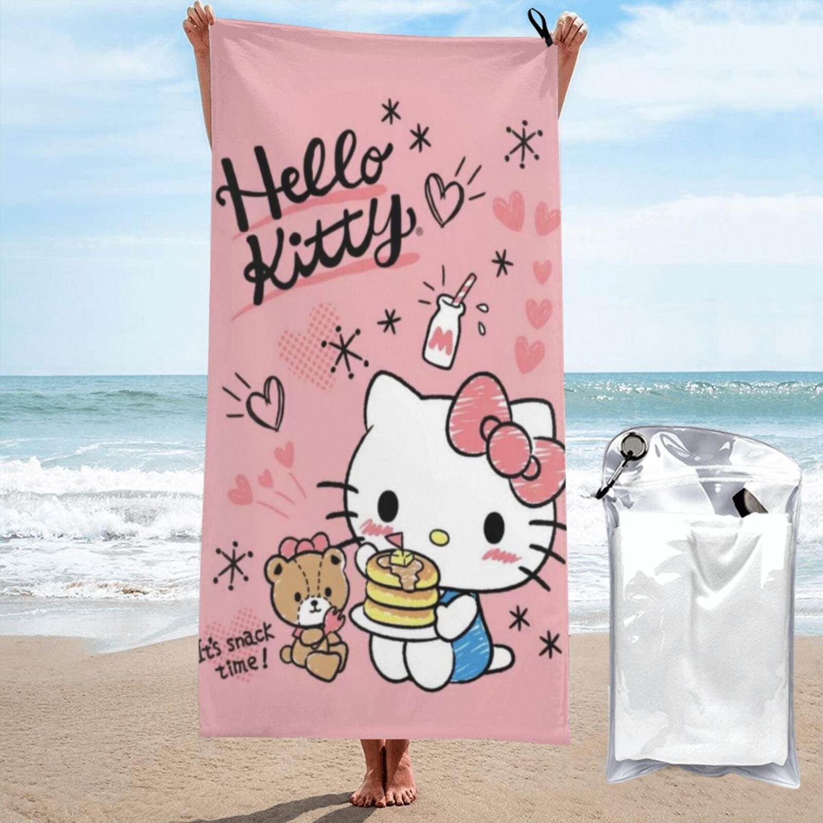 Hello Kitty Beach Towel Absorbent Large Towel 3D Cartoon Towel Fast ...