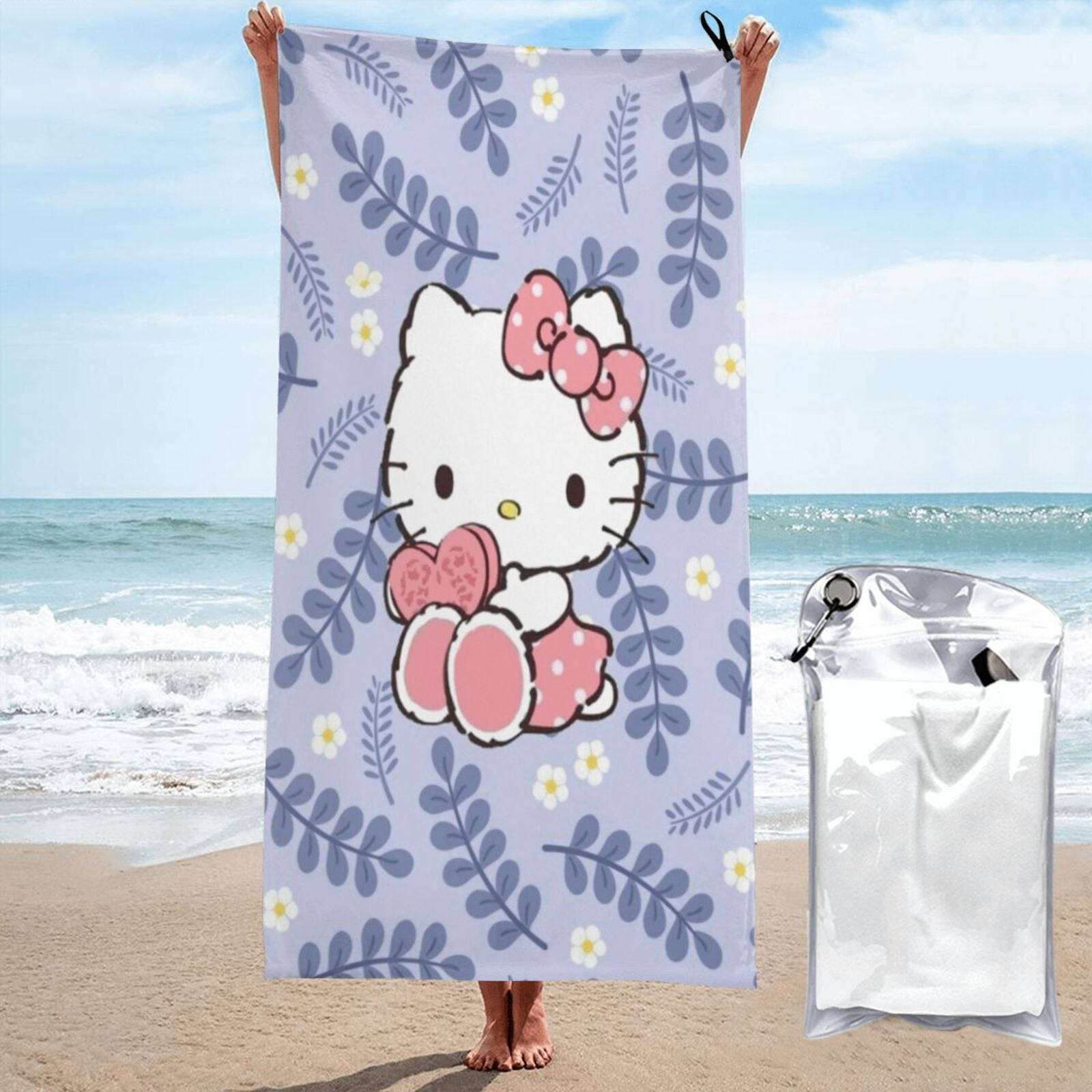 Hello Kitty Beach Towel Absorbent Large Towel 3D Cartoon Towel Fast ...