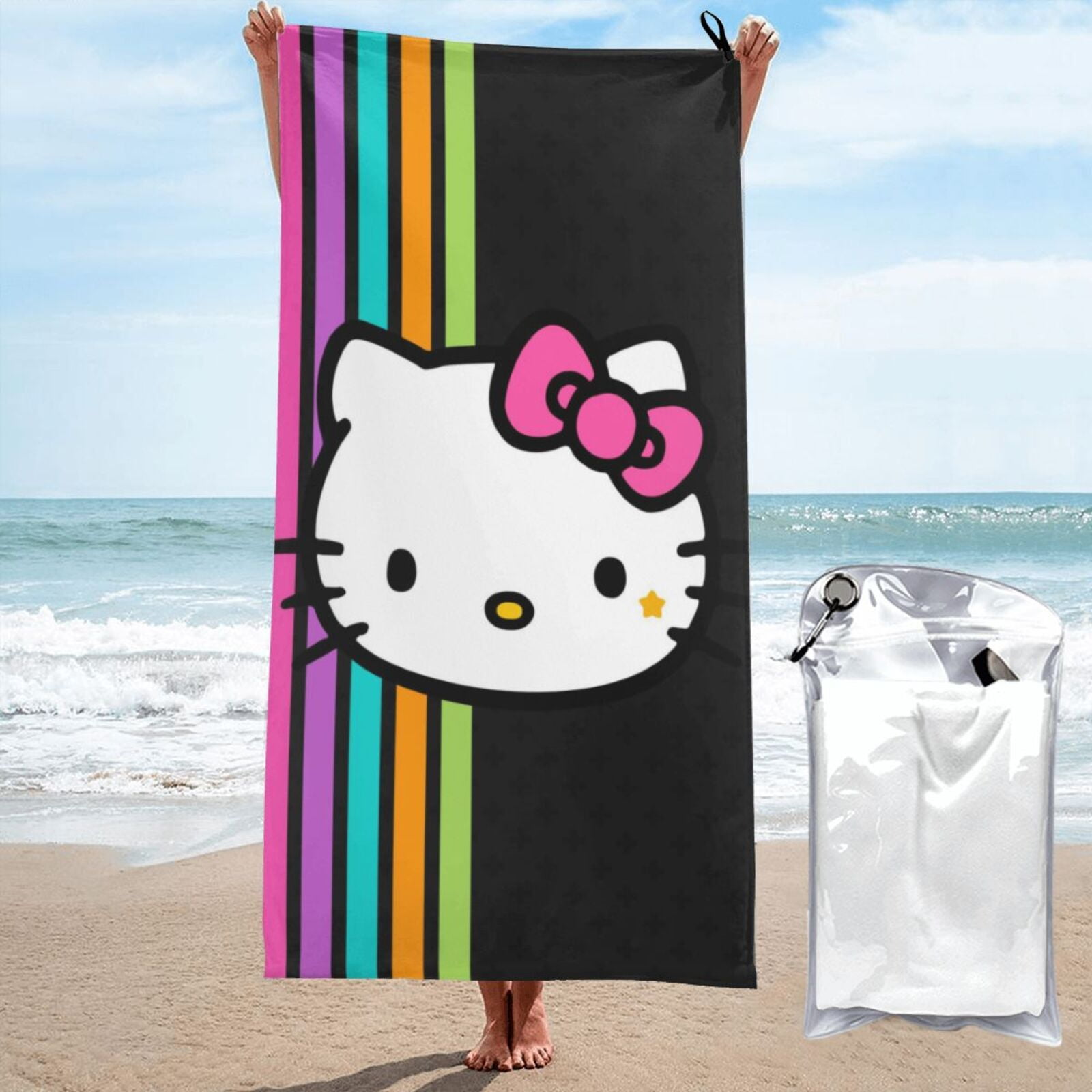 Hello Kitty Beach Towel Absorbent Large Towel 3D Cartoon Towel Fast ...