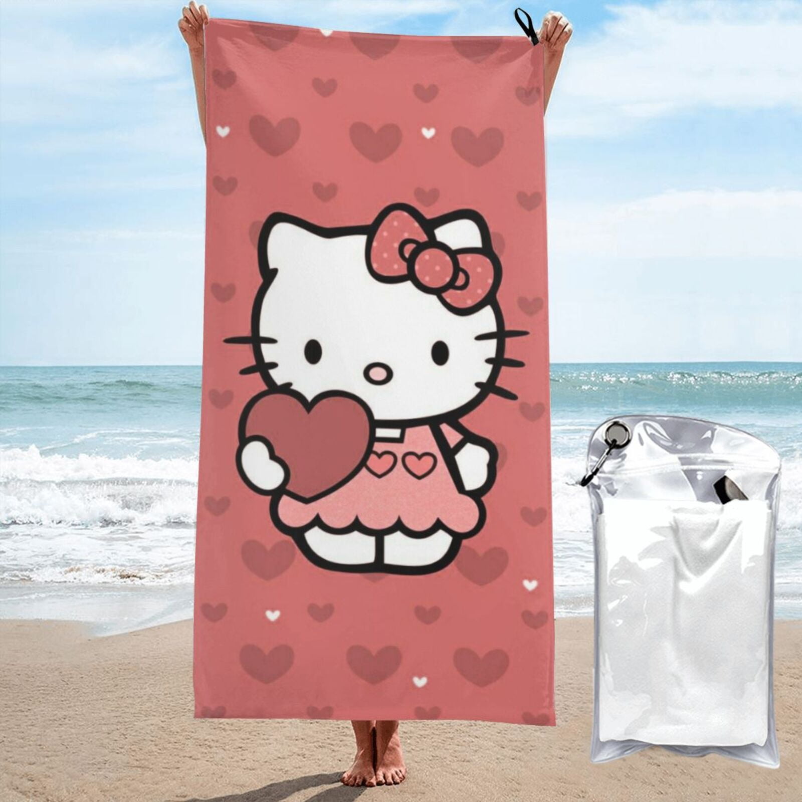 Hello Kitty Beach Towel Absorbent Large Towel 3D Cartoon Towel Fast ...