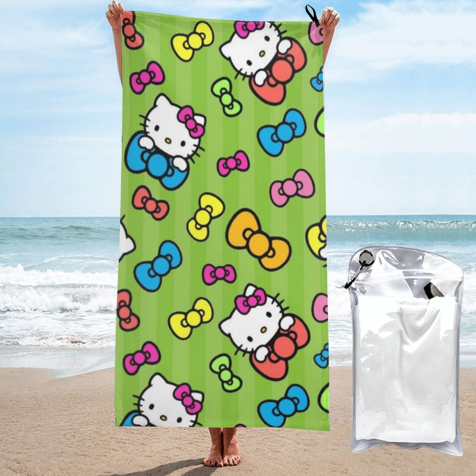 Hello Kitty Beach Towel Absorbent Large Towel 3D Cartoon Towel Fast ...