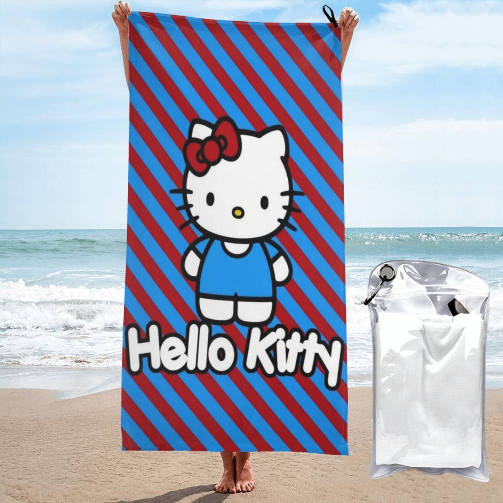 Hello Kitty Beach Towel Absorbent Large Towel 3D Cartoon Towel Fast ...