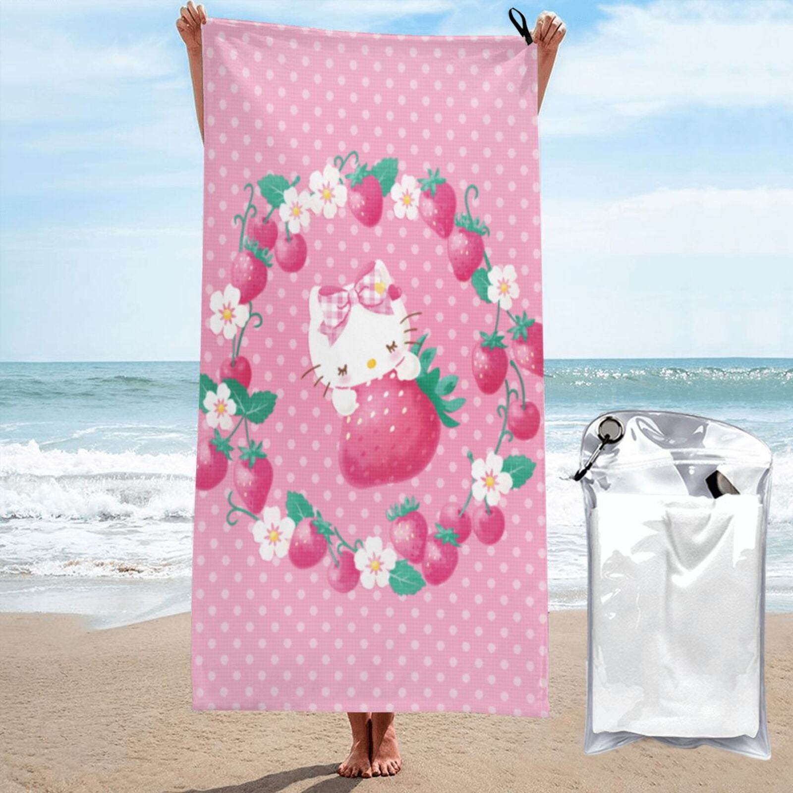Hello Kitty Beach Towel Absorbent Large Towel 3D Cartoon Towel Fast ...