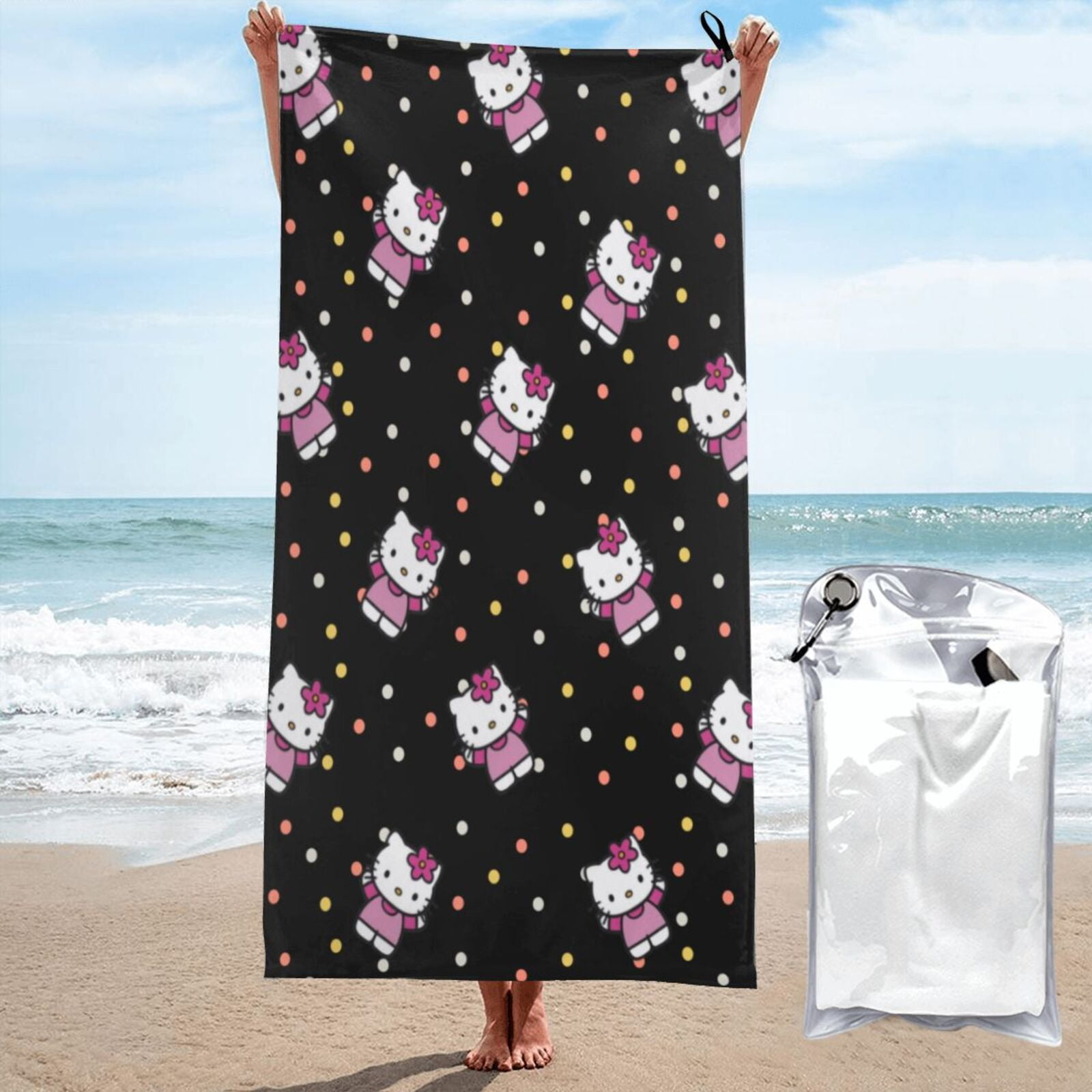 Hello Kitty Beach Towel Absorbent Large Towel 3D Cartoon Towel Fast ...