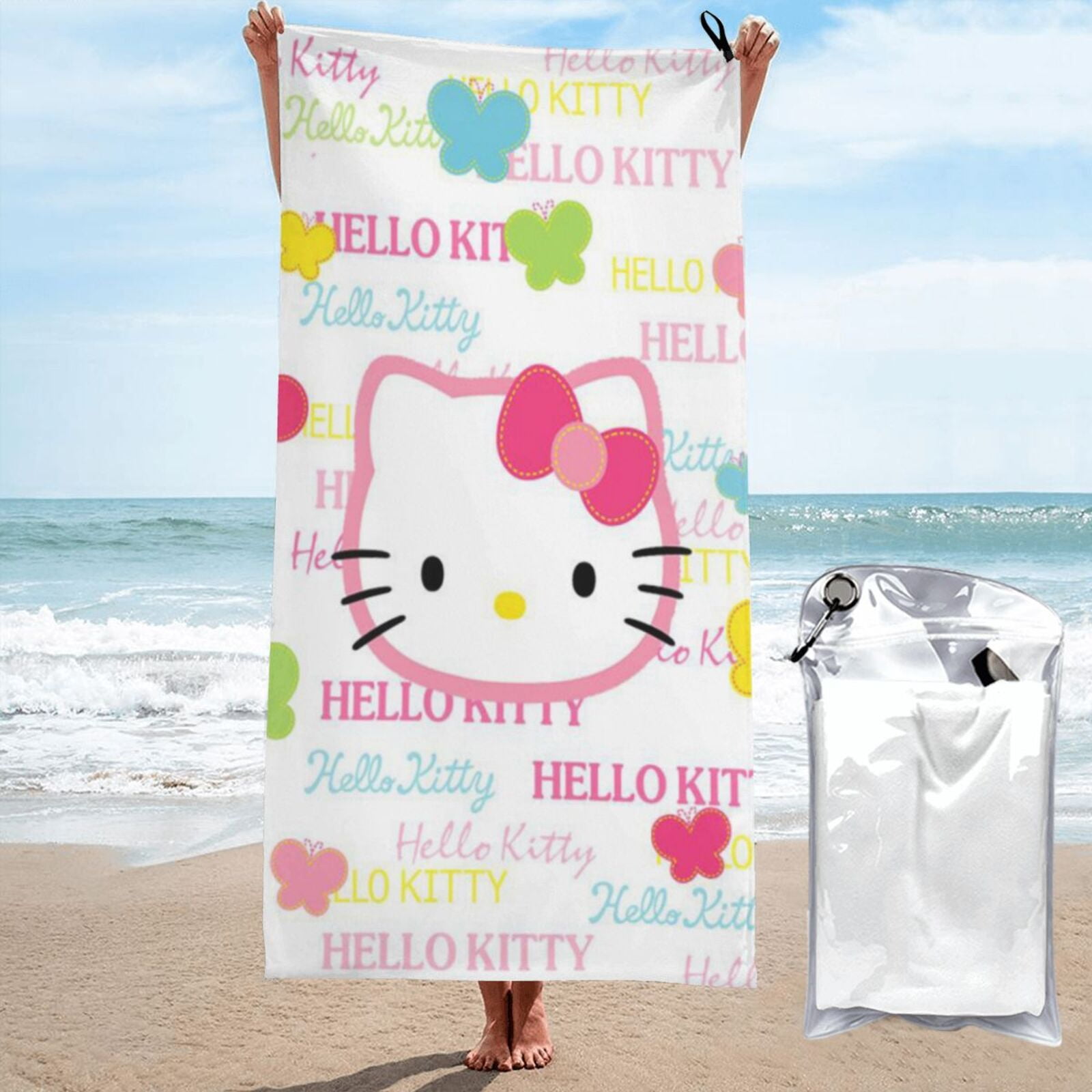 Hello Kitty Beach Towel Absorbent Large Towel 3D Cartoon Towel Fast ...