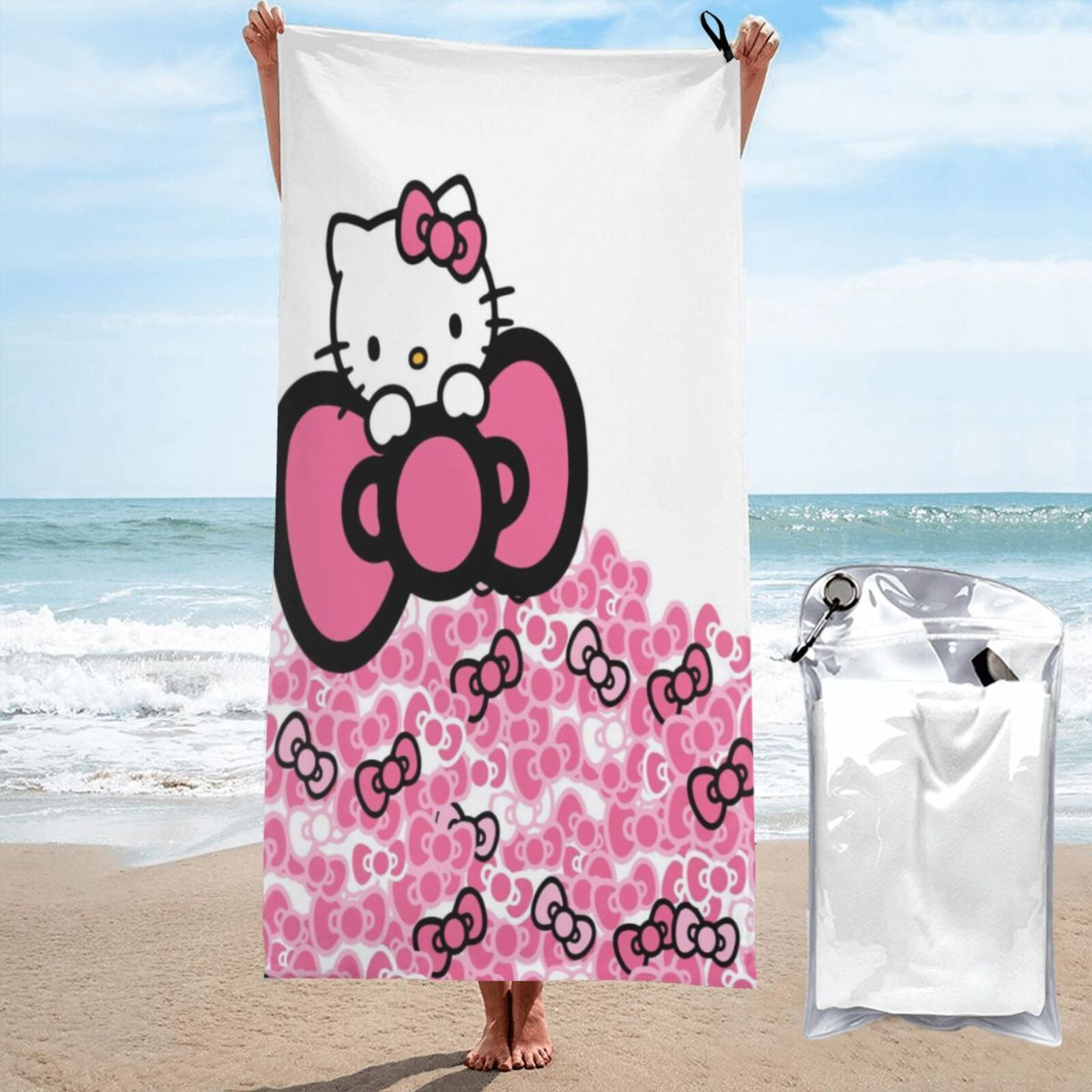 Hello Kitty Beach Towel Absorbent Large Towel 3D Cartoon Towel Fast ...