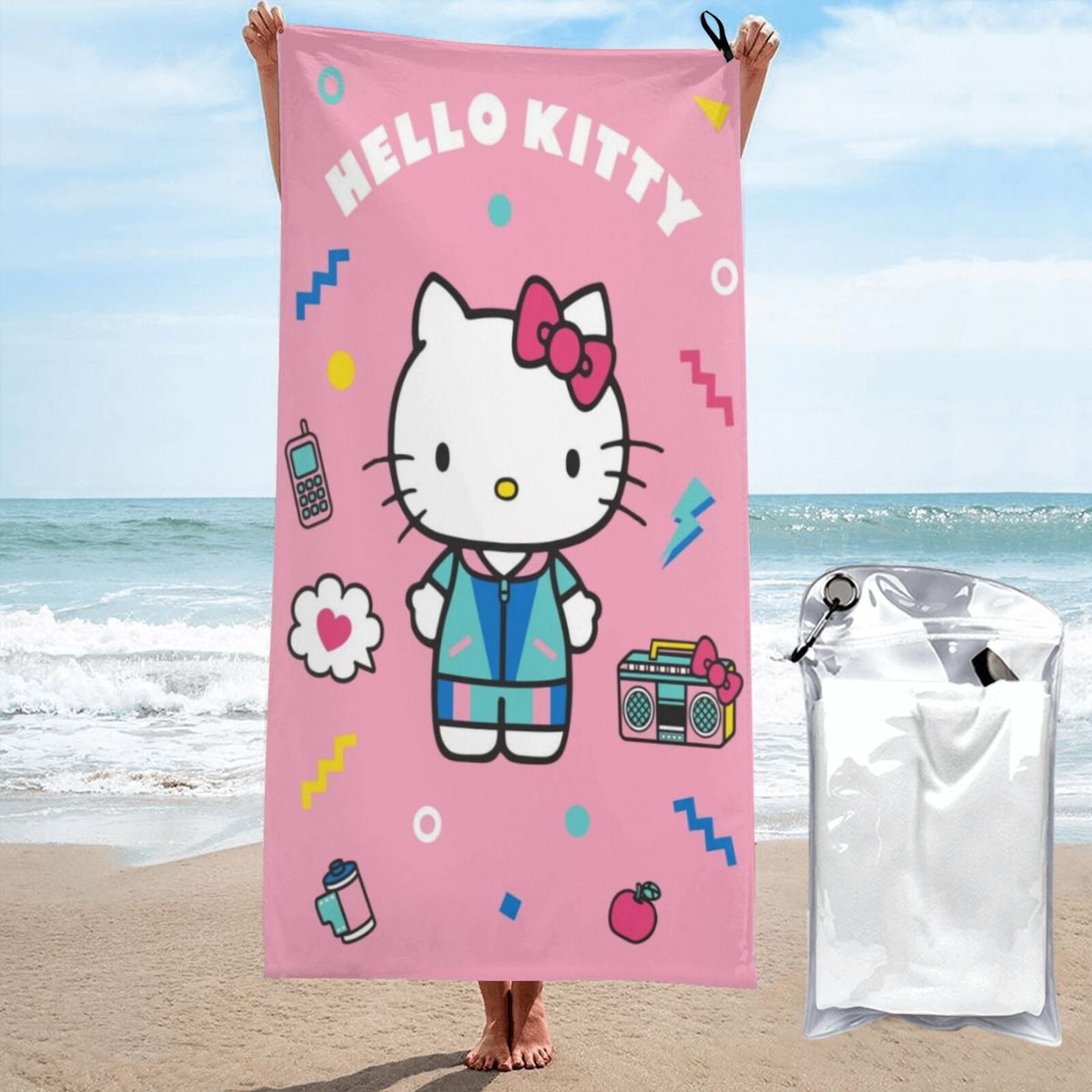 Hello Kitty Beach Towel Absorbent Large Towel 3D Cartoon Towel Fast ...