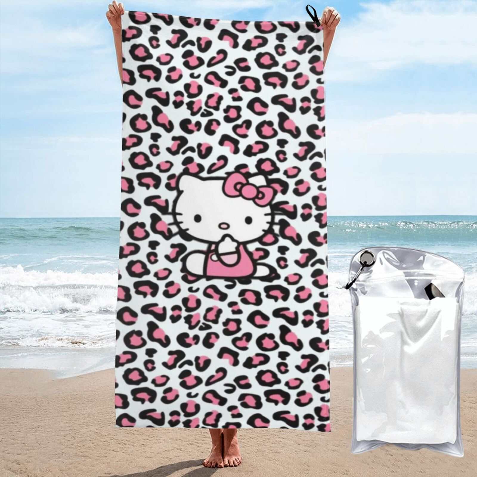 Hello Kitty Beach Towel Absorbent Large Towel 3D Cartoon Towel Fast ...